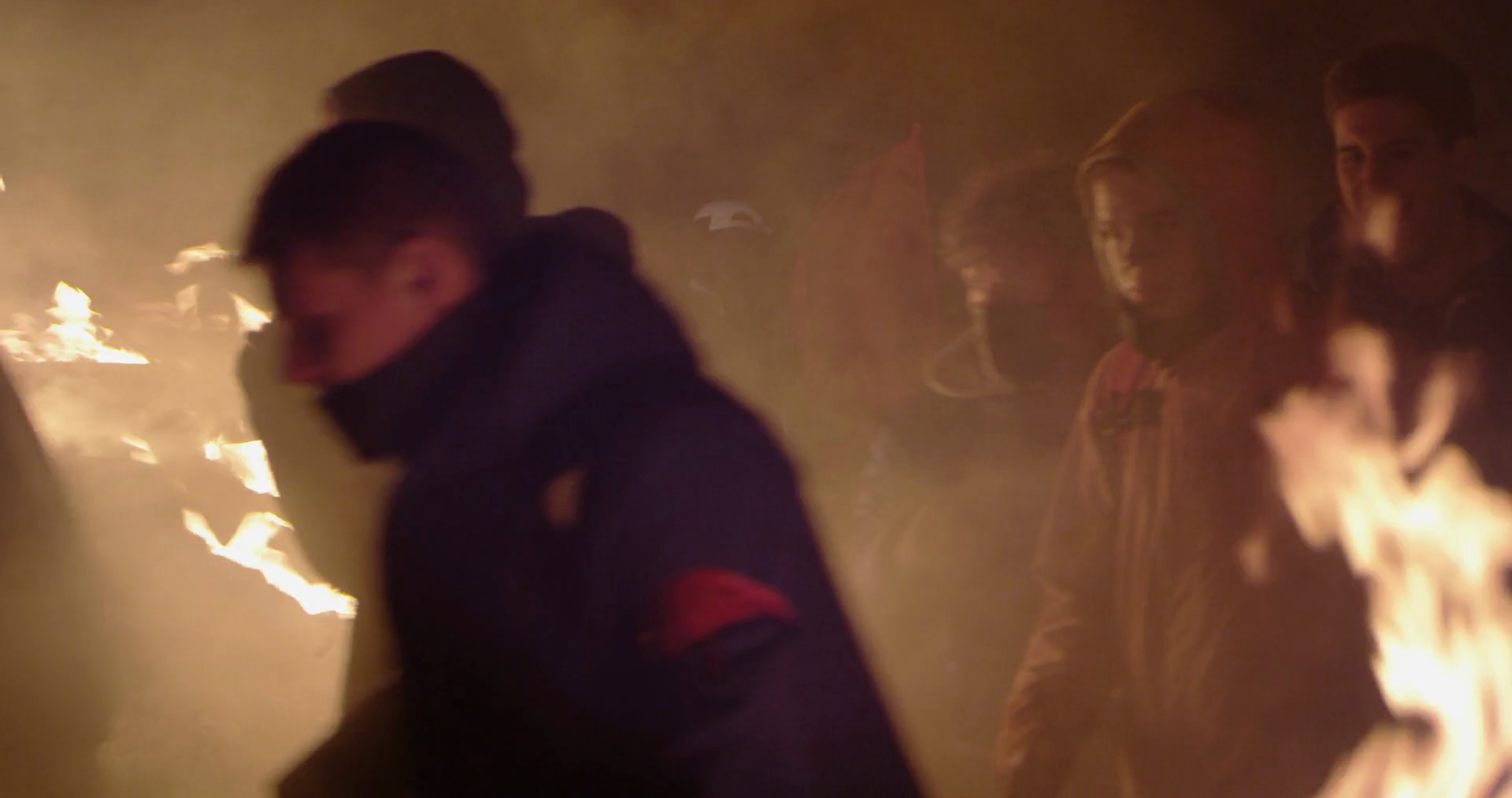 People Running With Red Flags With Burning Stock Footage SBV-348415909 ...