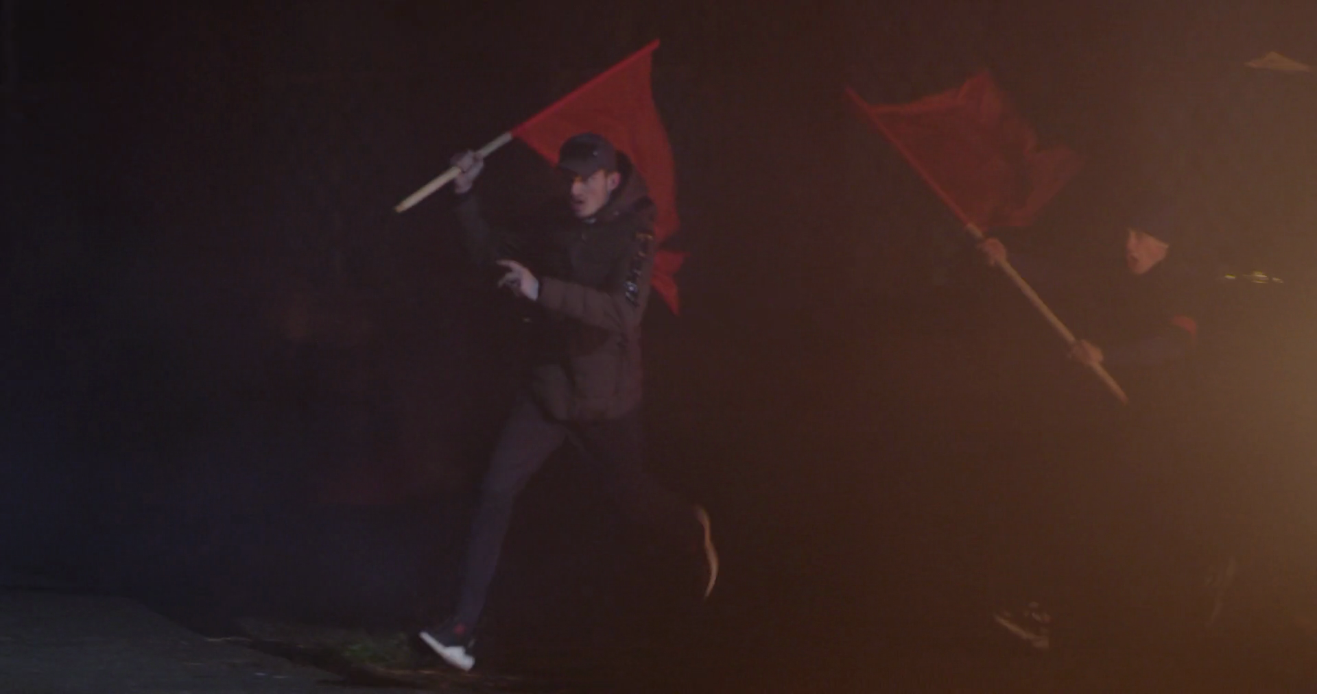 People Running With Red Flags With Burning Stock Footage SBV-348415936 ...