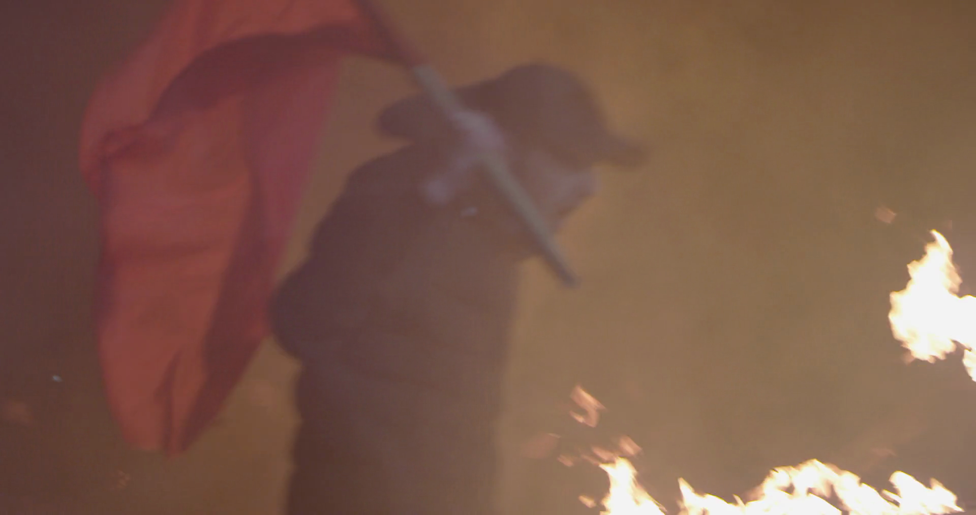 People Running With Red Flags With Burning Stock Footage SBV-348415900 ...