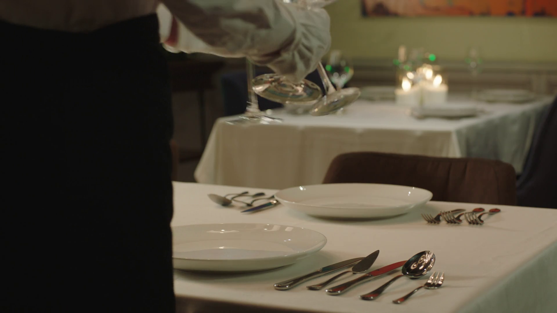 Exemplary Service: Waiters Meticulously Set Stock Footage SBV-348628191 ...