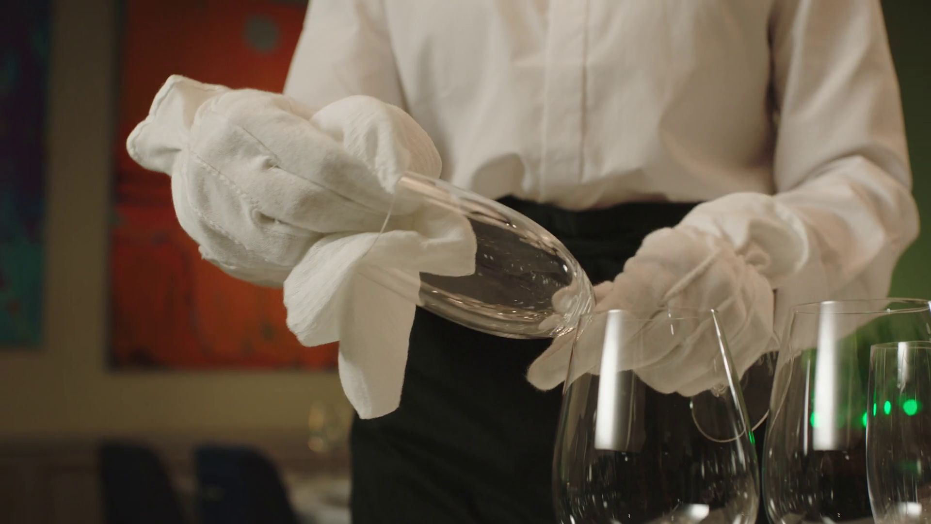 Table Setting Wine Glass Preparation Tilt Up Stock Footage SBV ...