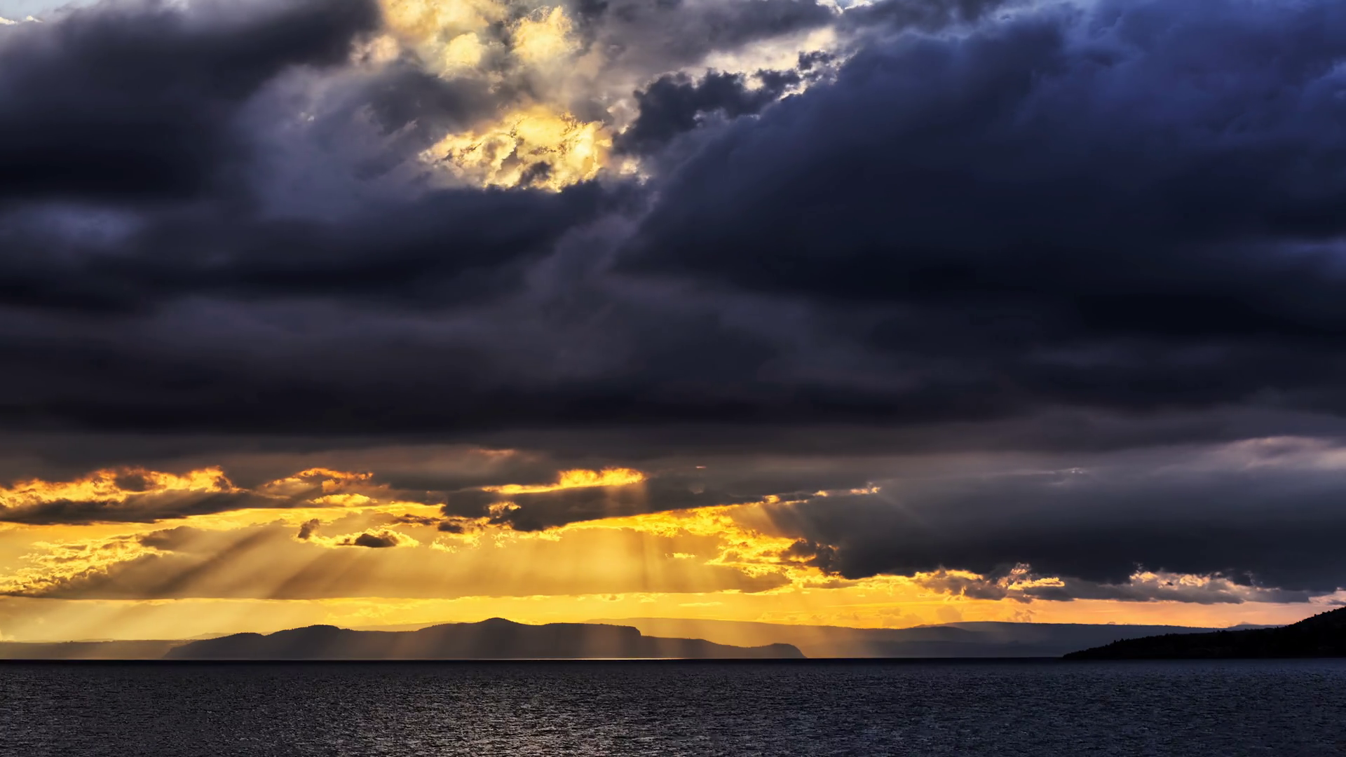 Primal Earth Images Lake Sunset Clouds Light Beams Stock Video Footage ...