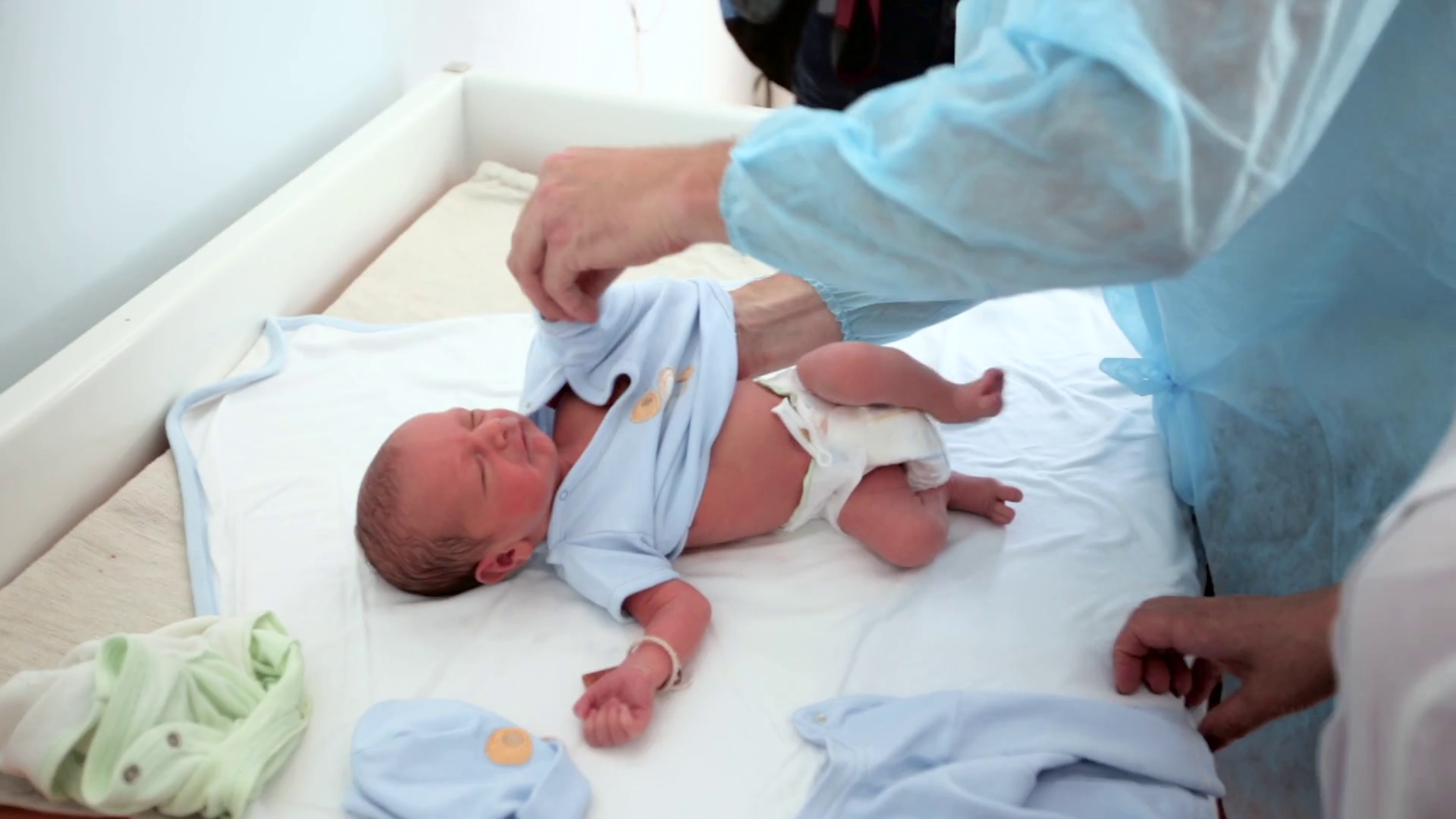 New Born Baby Boy Swaddled Immediately Stock Footage SBV-313700267 ...