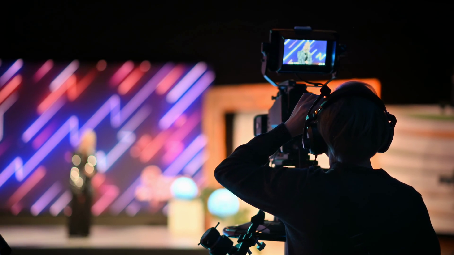 Cameraman Filming Music Performance On Stock Footage SBV-352368688 ...