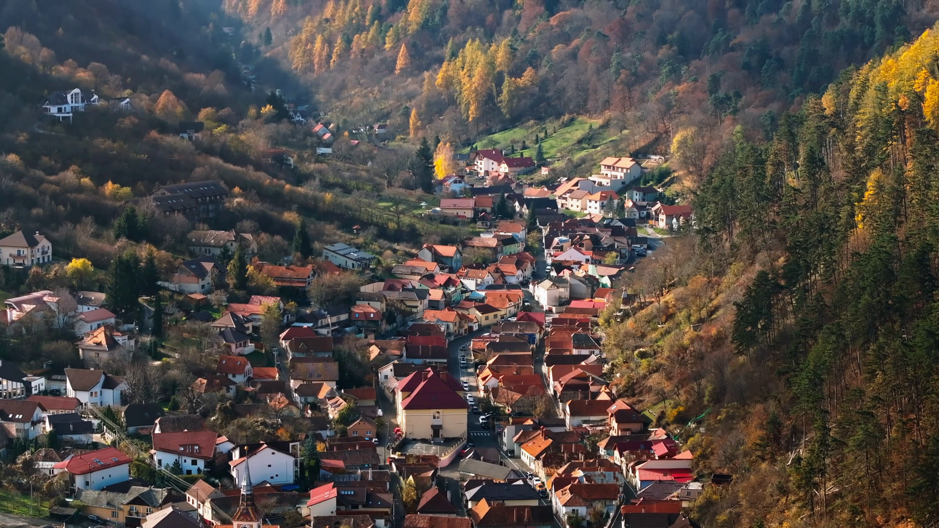 Aerial Drone View Of City Center Of Brasov Stock Footage SBV-352279509 ...