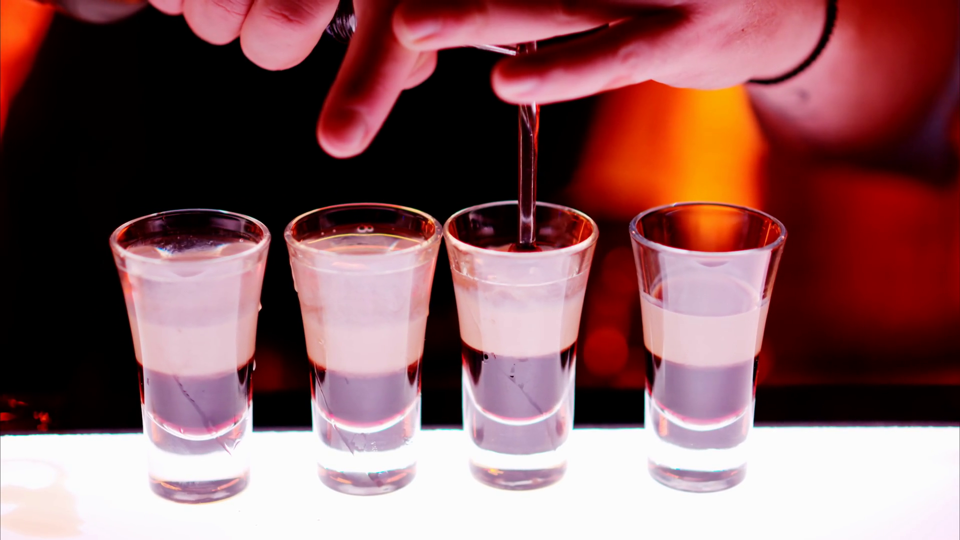Barman Making Cocktail Shots With Liquor Stock Footage SBV-352402245 ...