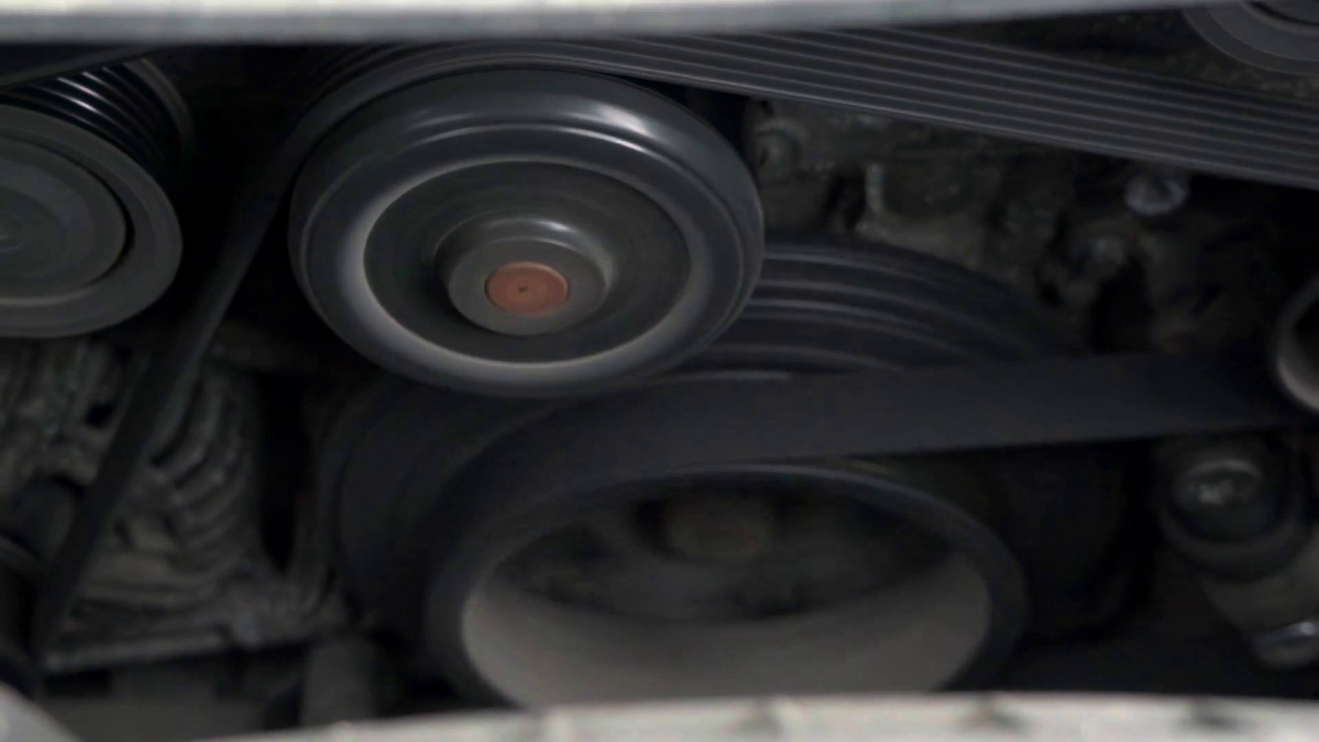 Close Up Of Car Belts Rotating In Engine Bay Stock Footage SBV ...
