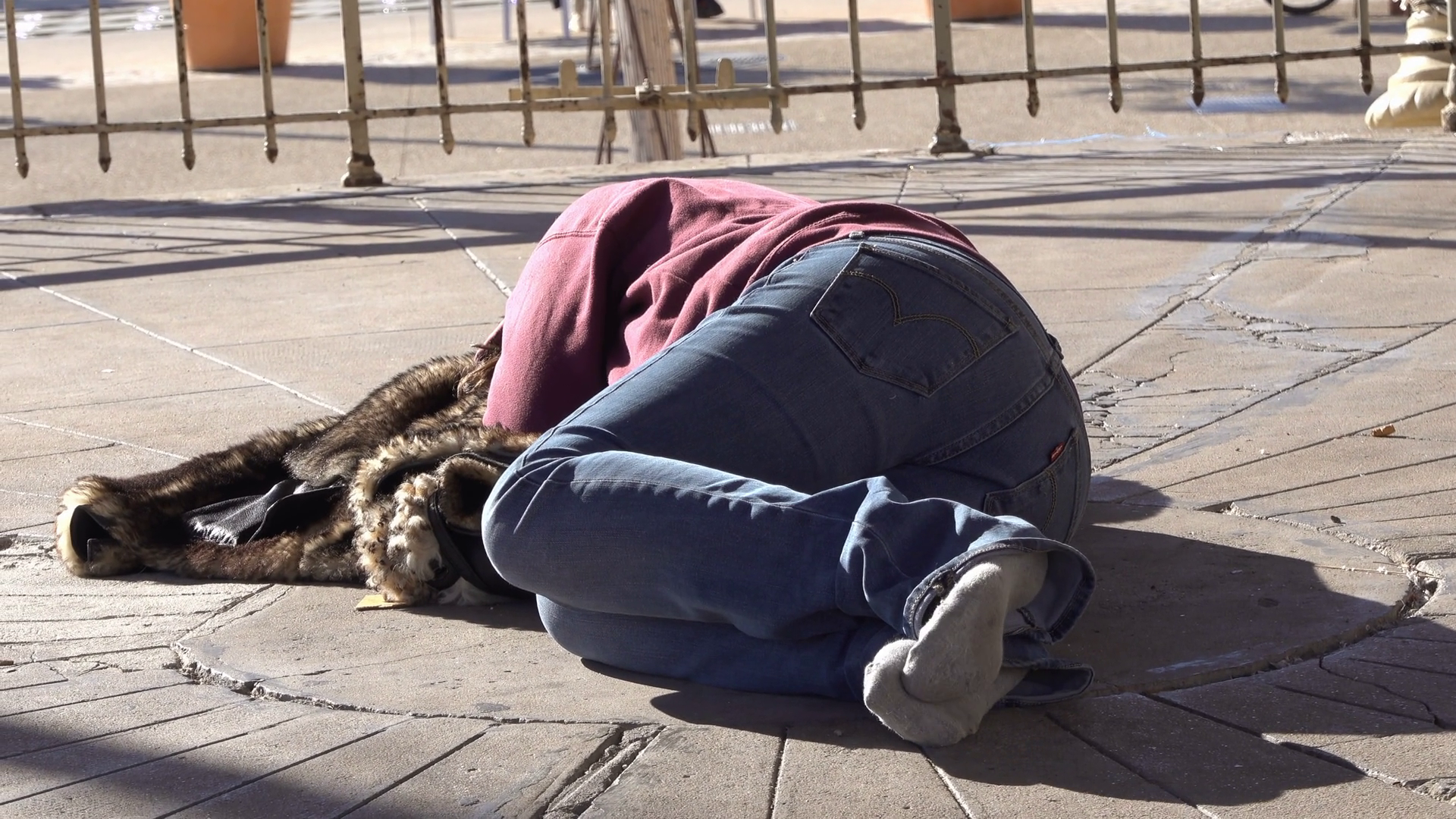Close Up Of Homeless Woman Without Shoes Stock Footage SBV-352238109 ...