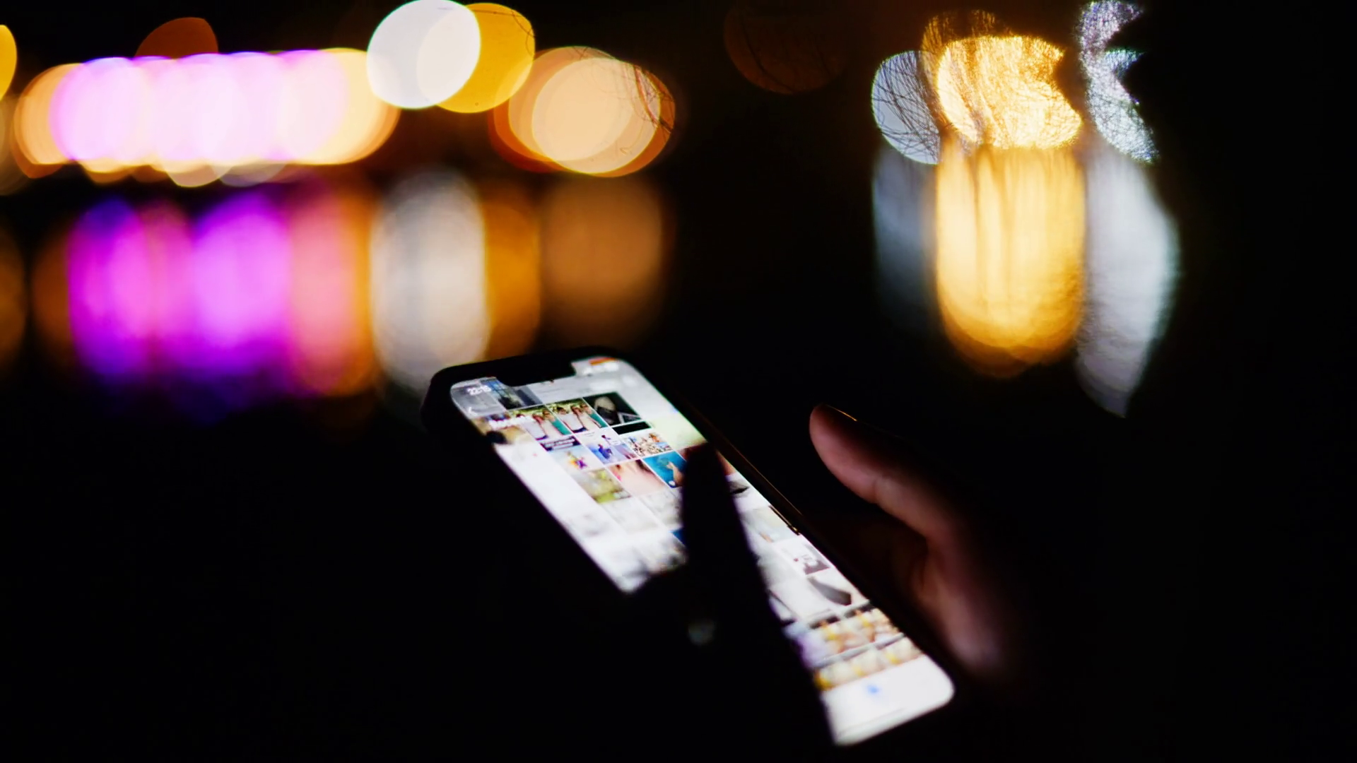 Woman Scrolling On Phone On Beach At Night Stock Footage SBV-352301197 ...