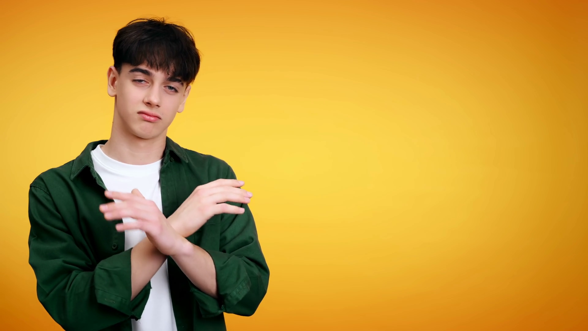 Serious Young Man Showing Next To Sign Of Stock Footage SBV-352382634 ...