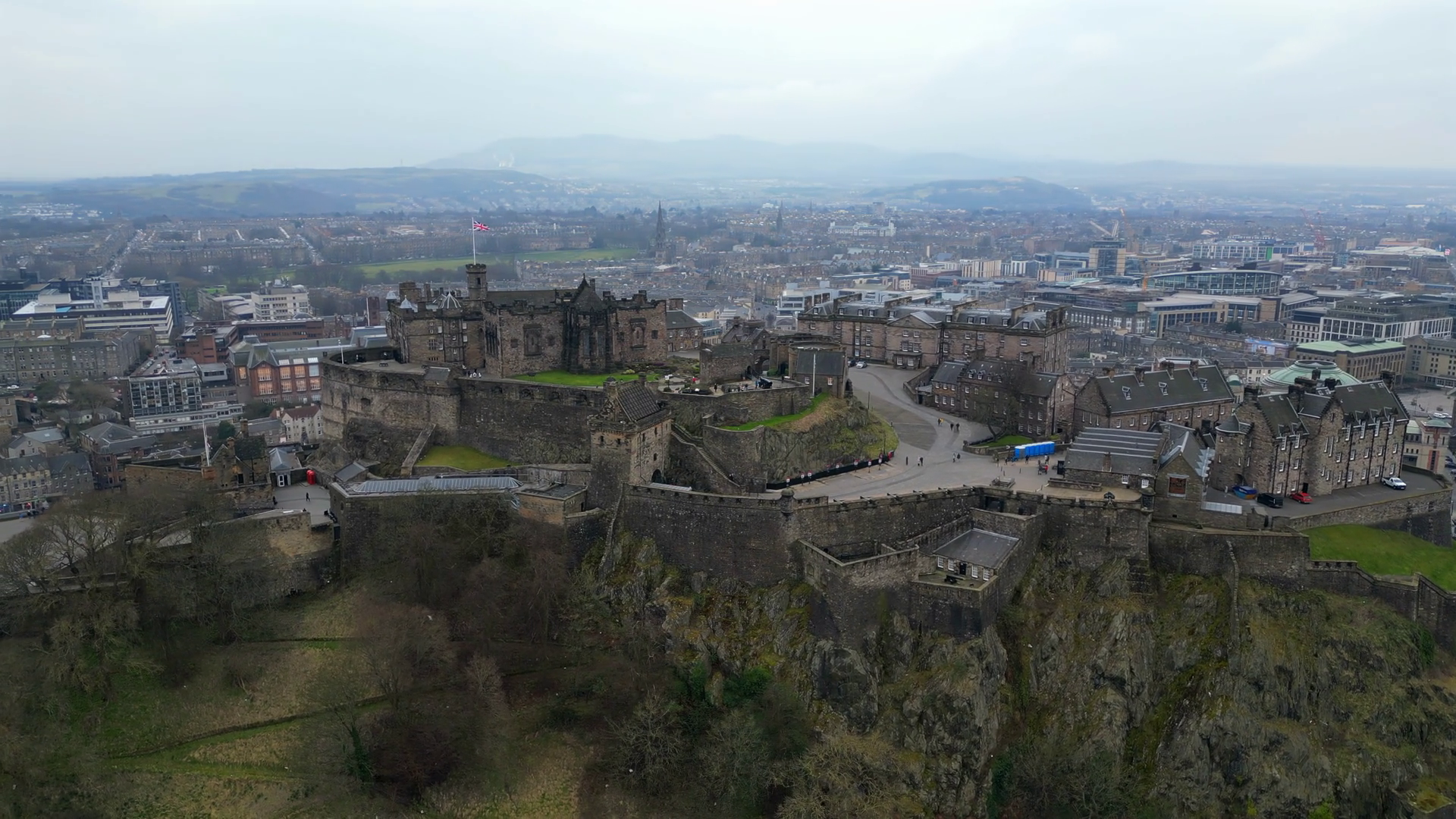 Aerial View Of Edinburgh Castle On Castle Stock Footage SBV-352355400 ...