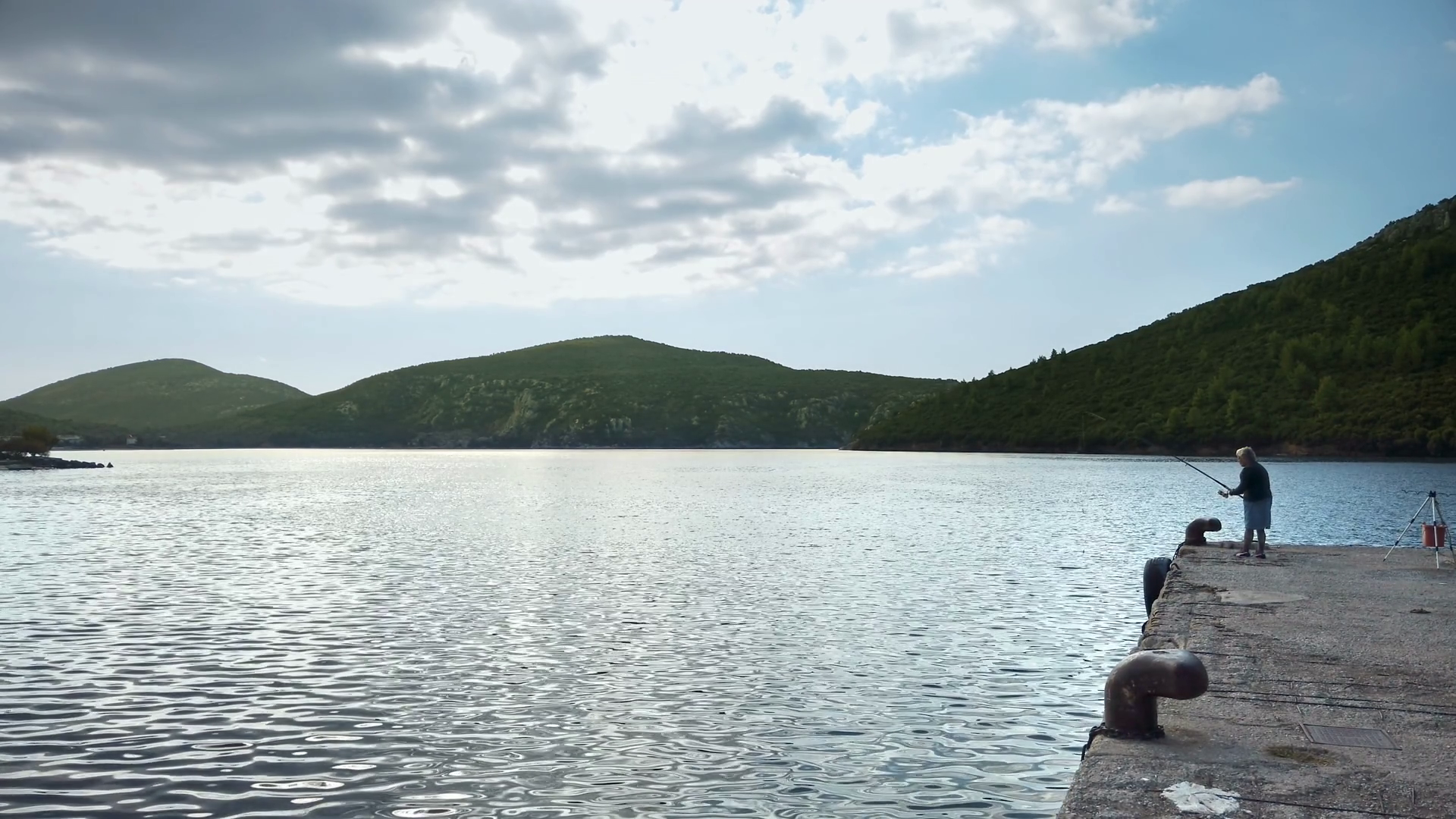 Fishing Man On Pier In Village Lot Of Stock Footage SBV-352494147 ...