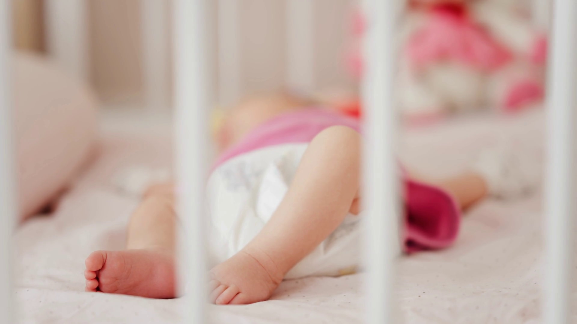 Close Up Of Baby's Legs Diaper Infant Rests Stock Footage SBV-352753813 ...