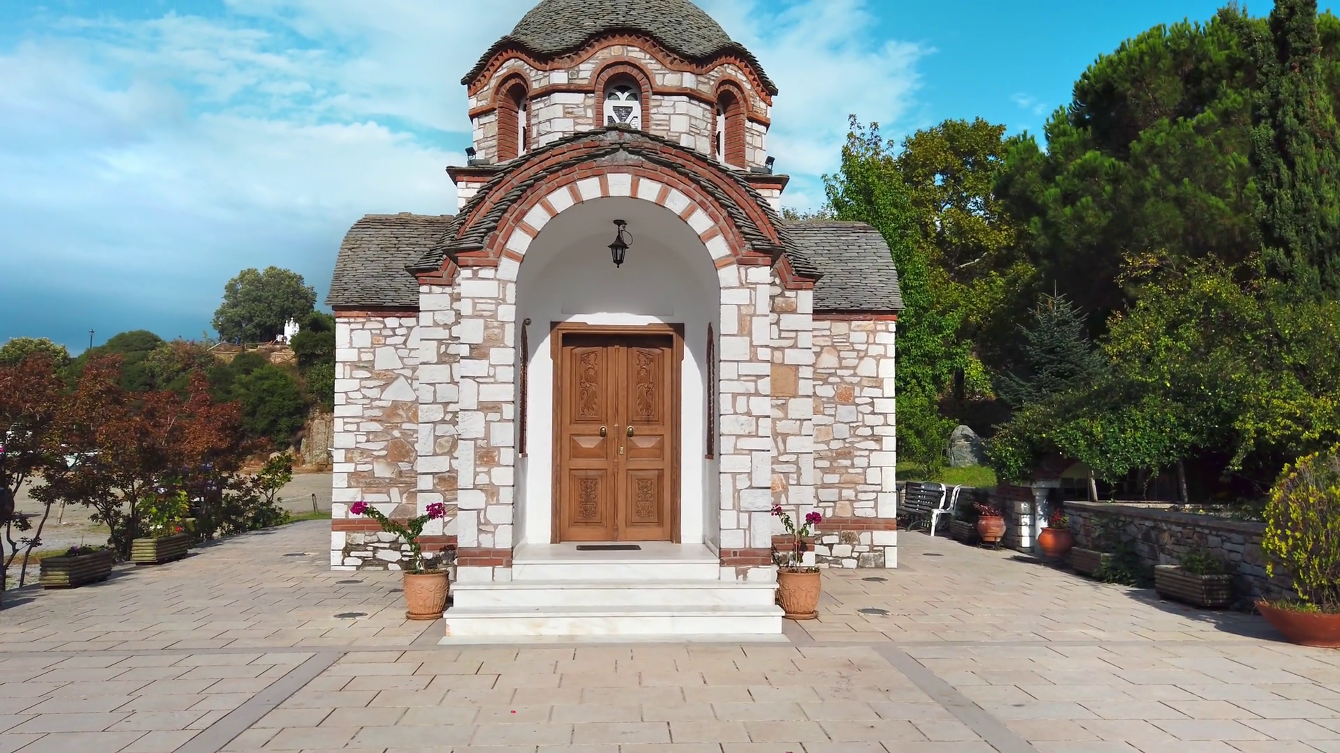 Saint Nicolas Orthodox Chapel In Olympiada Stock Footage SBV-352490596 ...