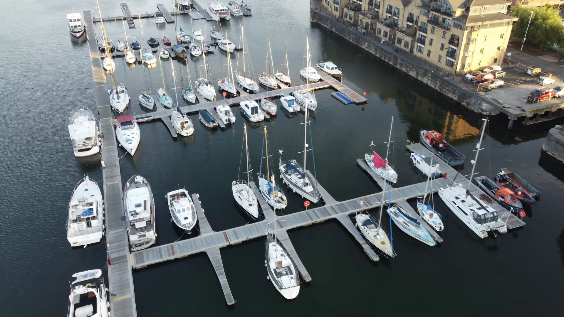 Aerial Drone View Of Brunswick Dock Part Of Stock Footage SBV-352451394 ...