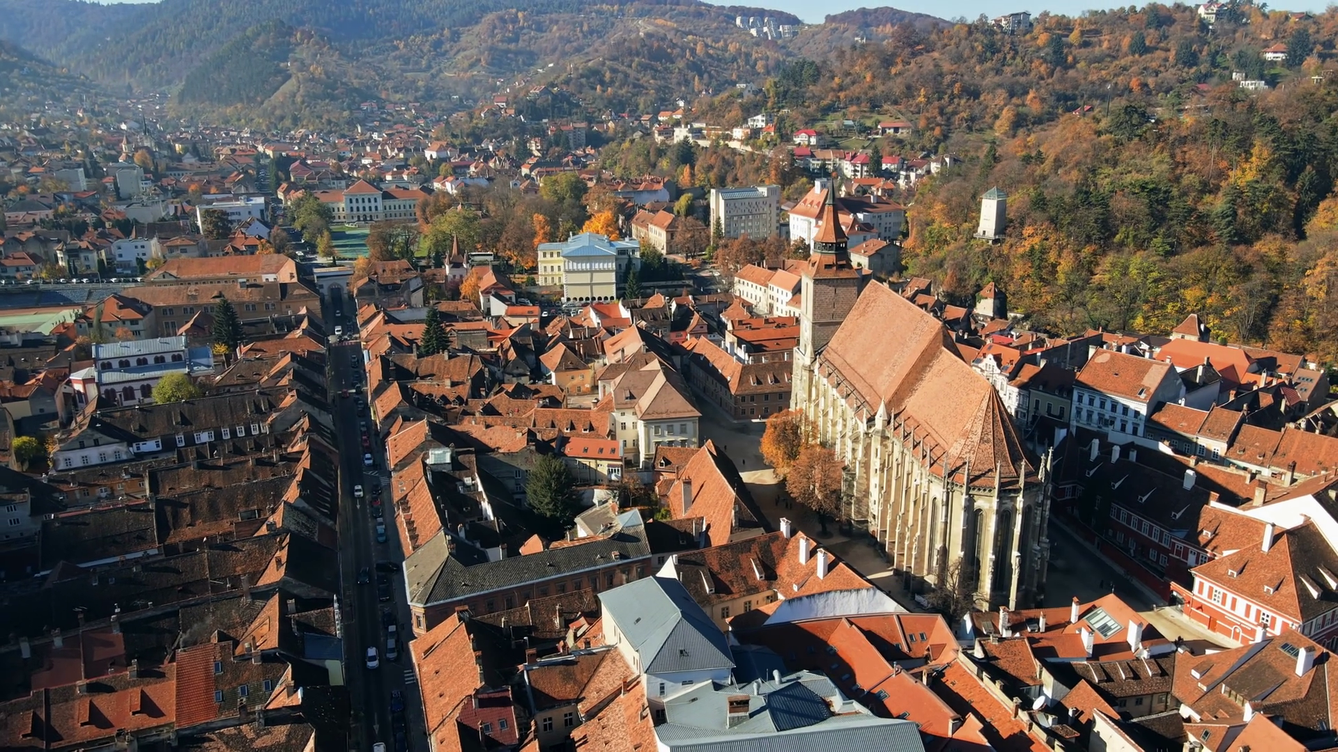 Aerial Drone View Of Black Church In Brasov Stock Footage SBV-352498397 ...