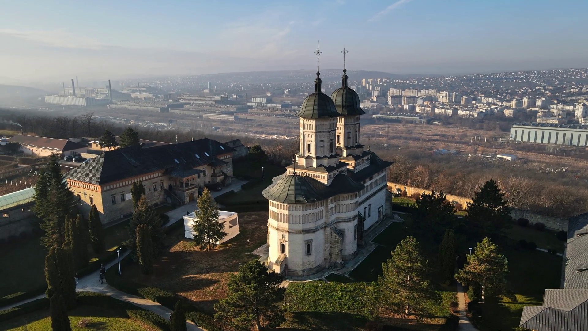 Aerial Drone View Of Cetatuia Monastery In Stock Footage SBV-352499153 ...