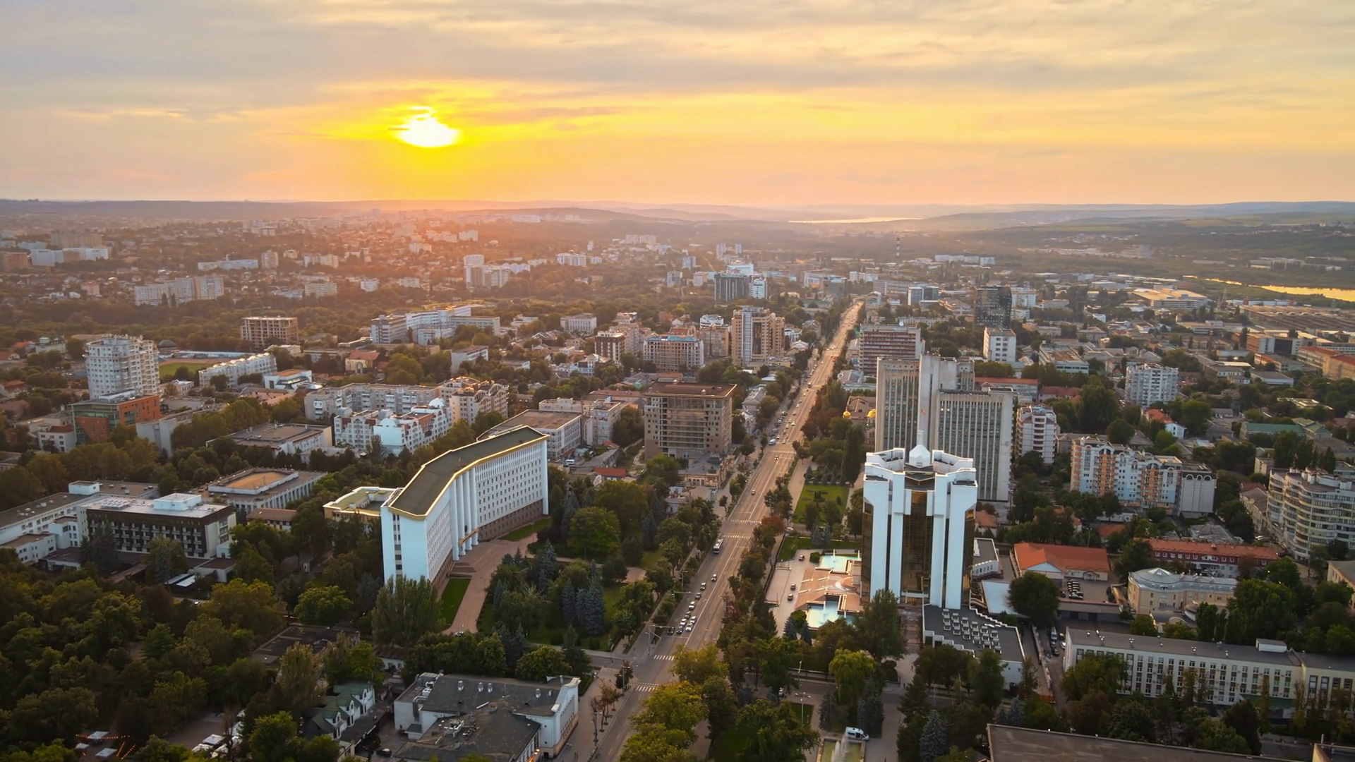 Aerial Sunset Drone View Of Chisinau City Stock Footage SBV-352494186 ...