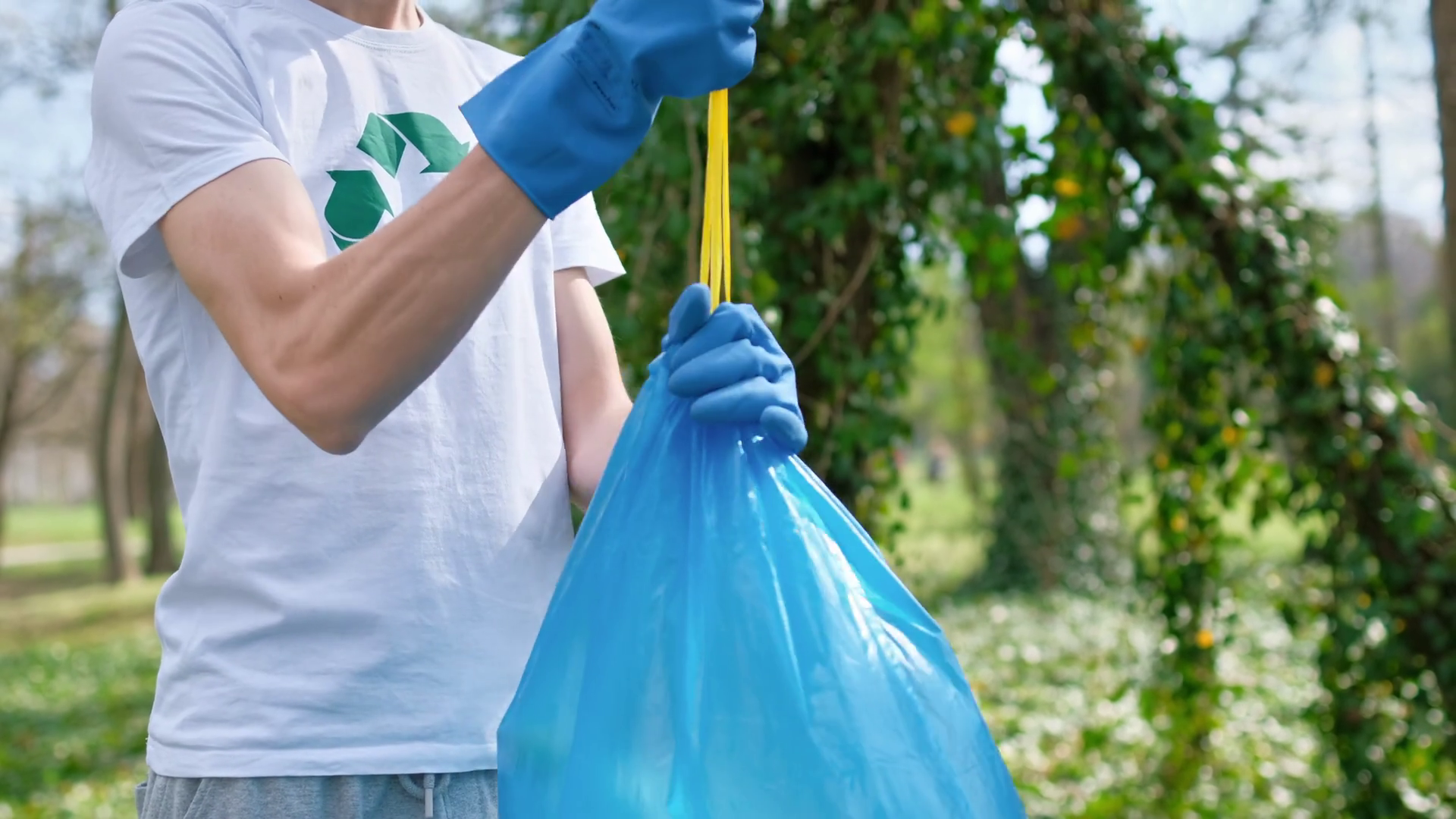 Two Men Collecting Plastic Garbage In Bag In Stock Footage SBV ...