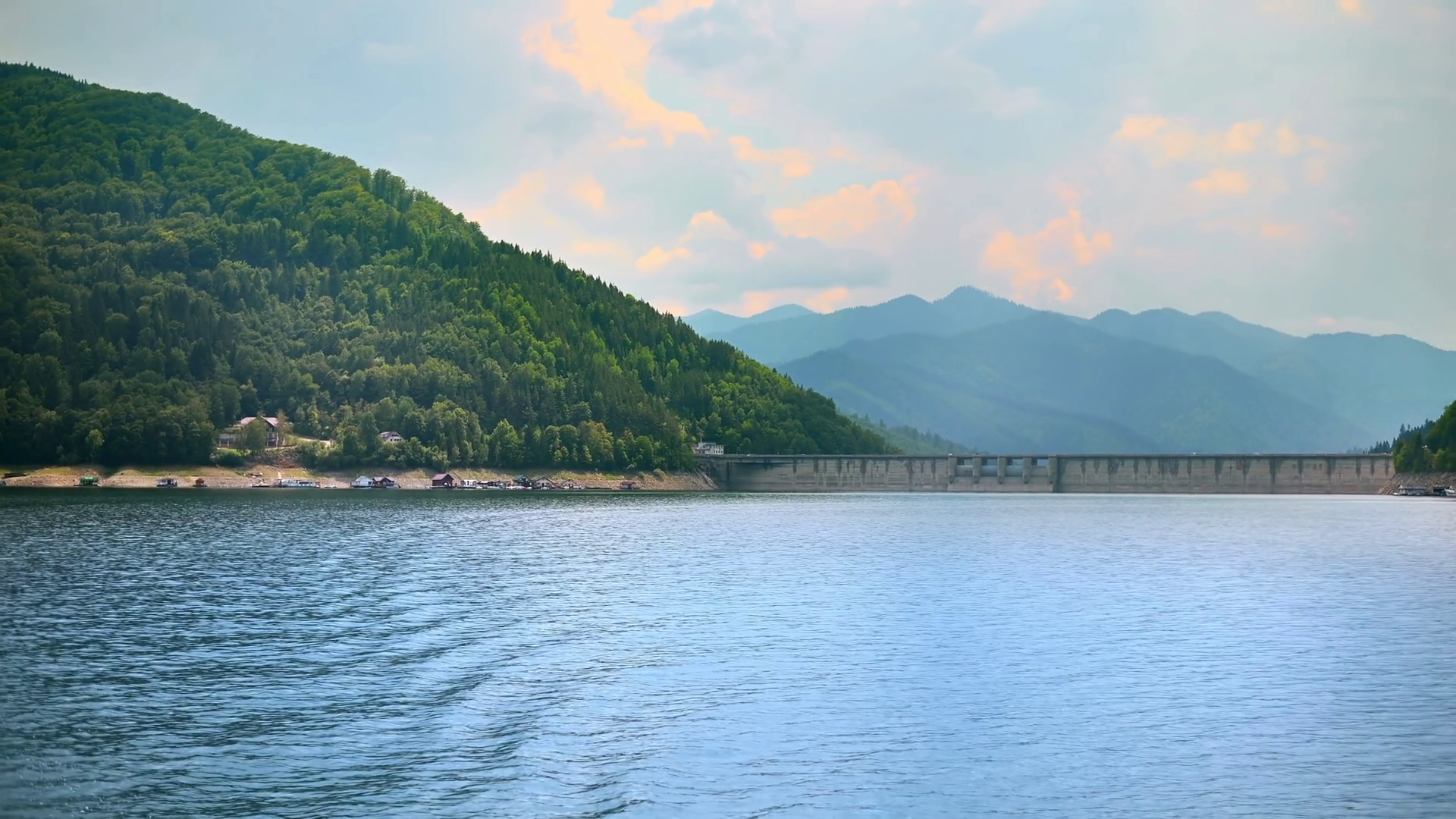 View Of Bicaz Lake Dam In Romania Hills Stock Footage SBV-352454768 ...