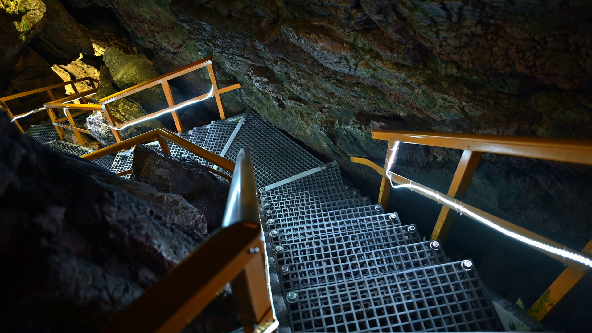 Stairs Rails Inside Of Ialomita Cave In Stock Footage SBV-352279613 ...