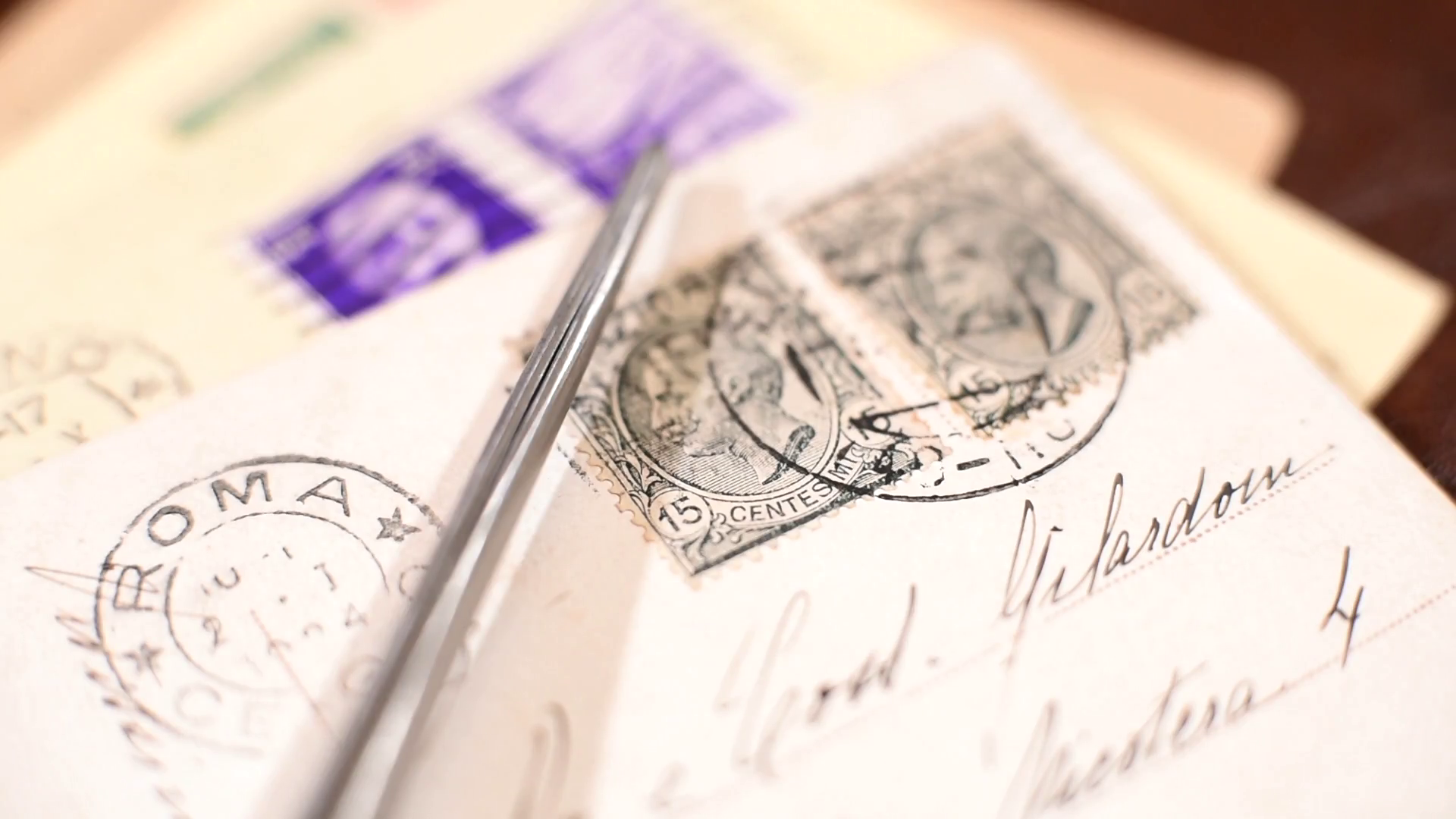 Old Italian Reign Stamps On Vintage Postcards Stock Footage SBV ...