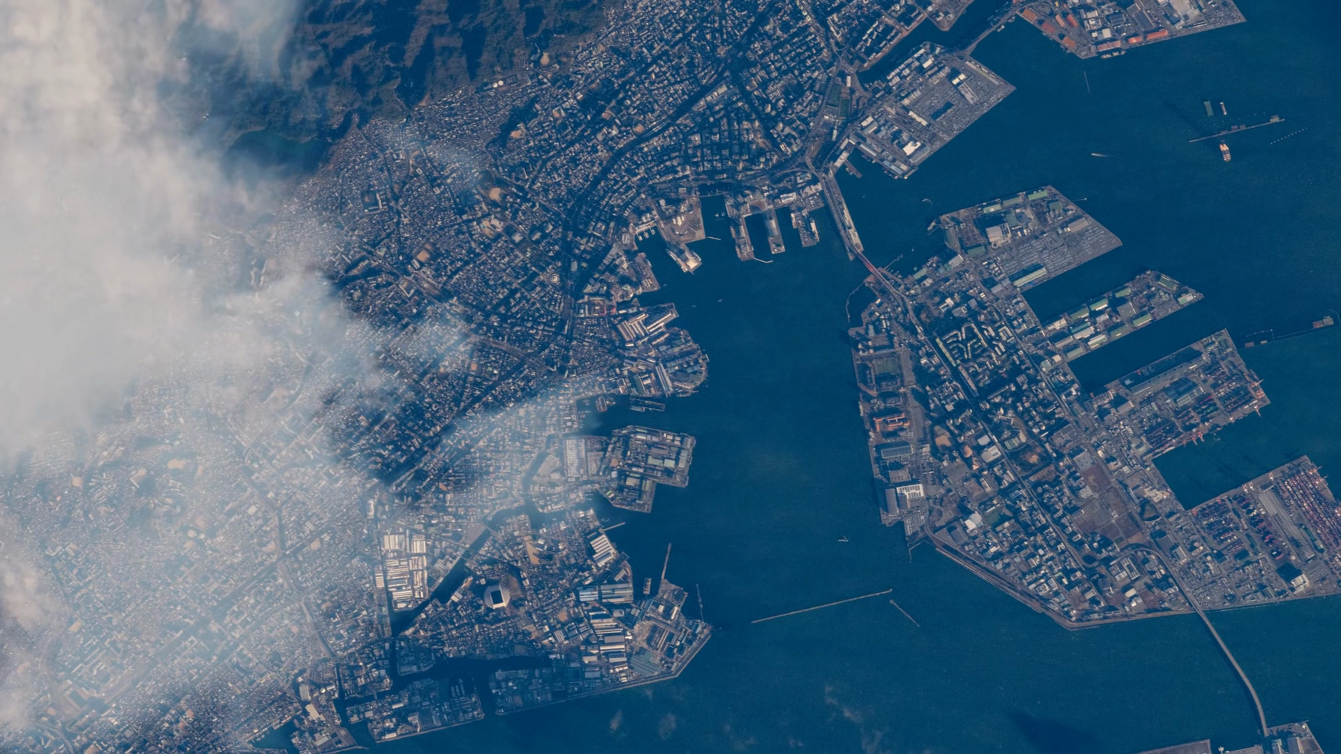 Fly Over Animation Above Kobe City Harbor Stock Footage SBV-353796166 ...