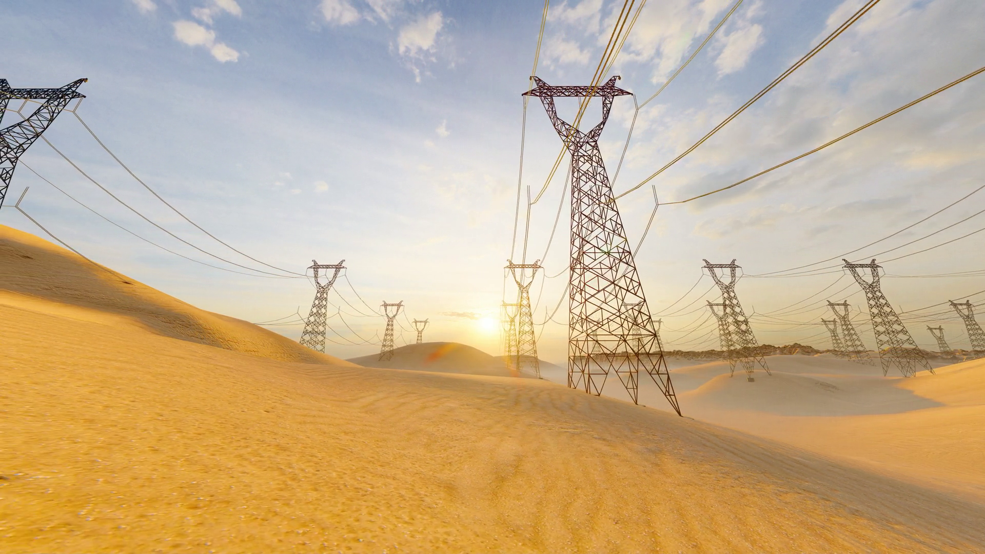 Smart Grid High Voltage Power Line Towers In Stock Footage SBV ...
