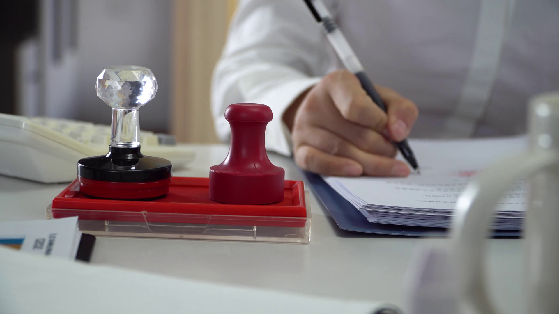 White Collar Worker Signs Stamps Contract In Stock Footage SBV ...