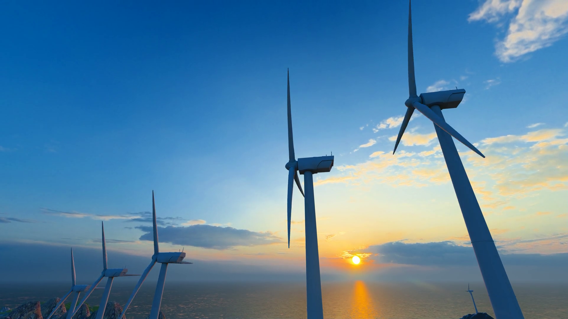 Wind Power Plant At Dusk Sunset Stock Motion Graphics SBV-347342601 ...