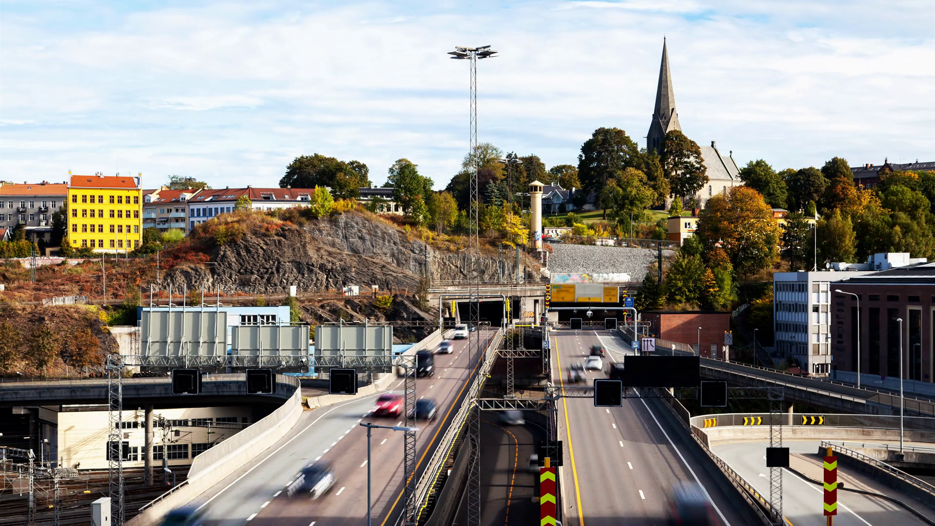 Oslo Expressway On Bridge Over Railway Going Stock Footage SBV ...