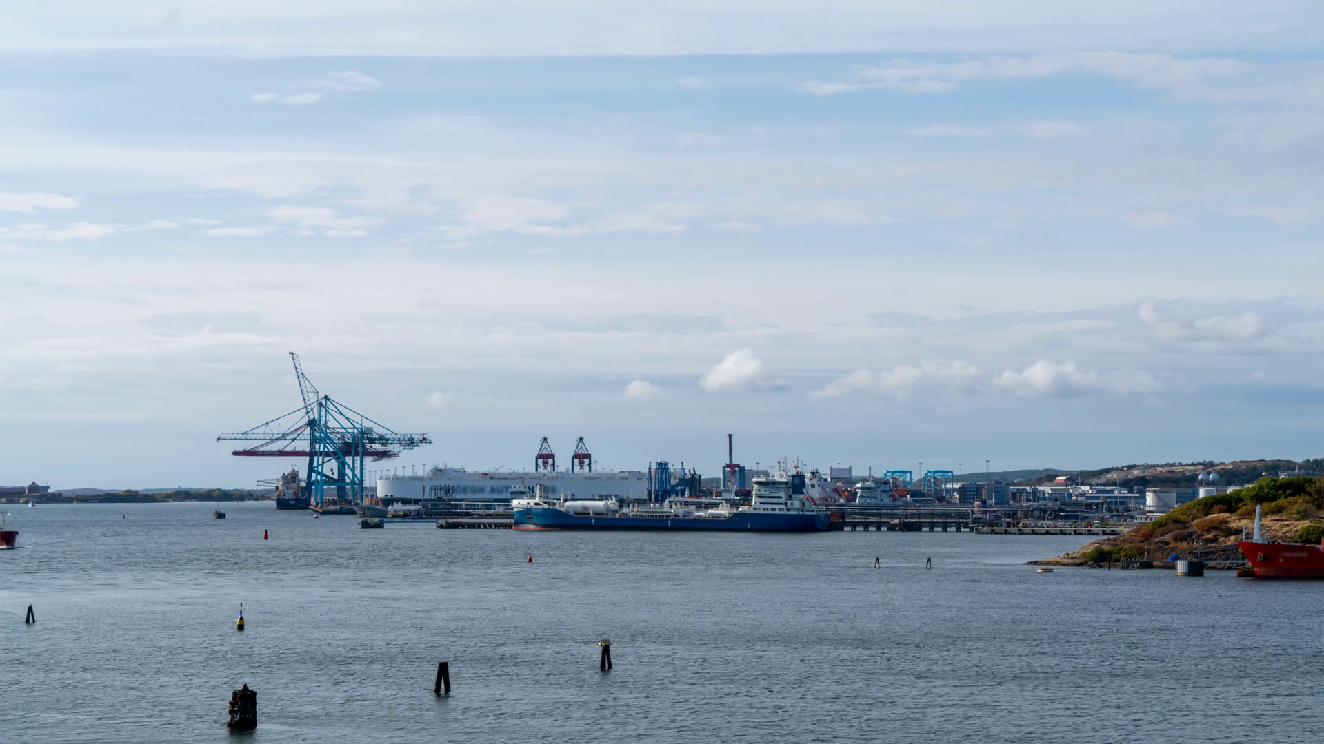 Ships Are Moored At Cargo Port Of Gothenburg Stock Footage SBV ...