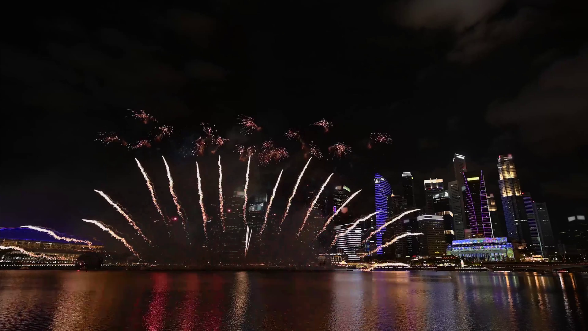 Singapore Fireworks Display Celebration At Stock Footage SBV-348468935 ...