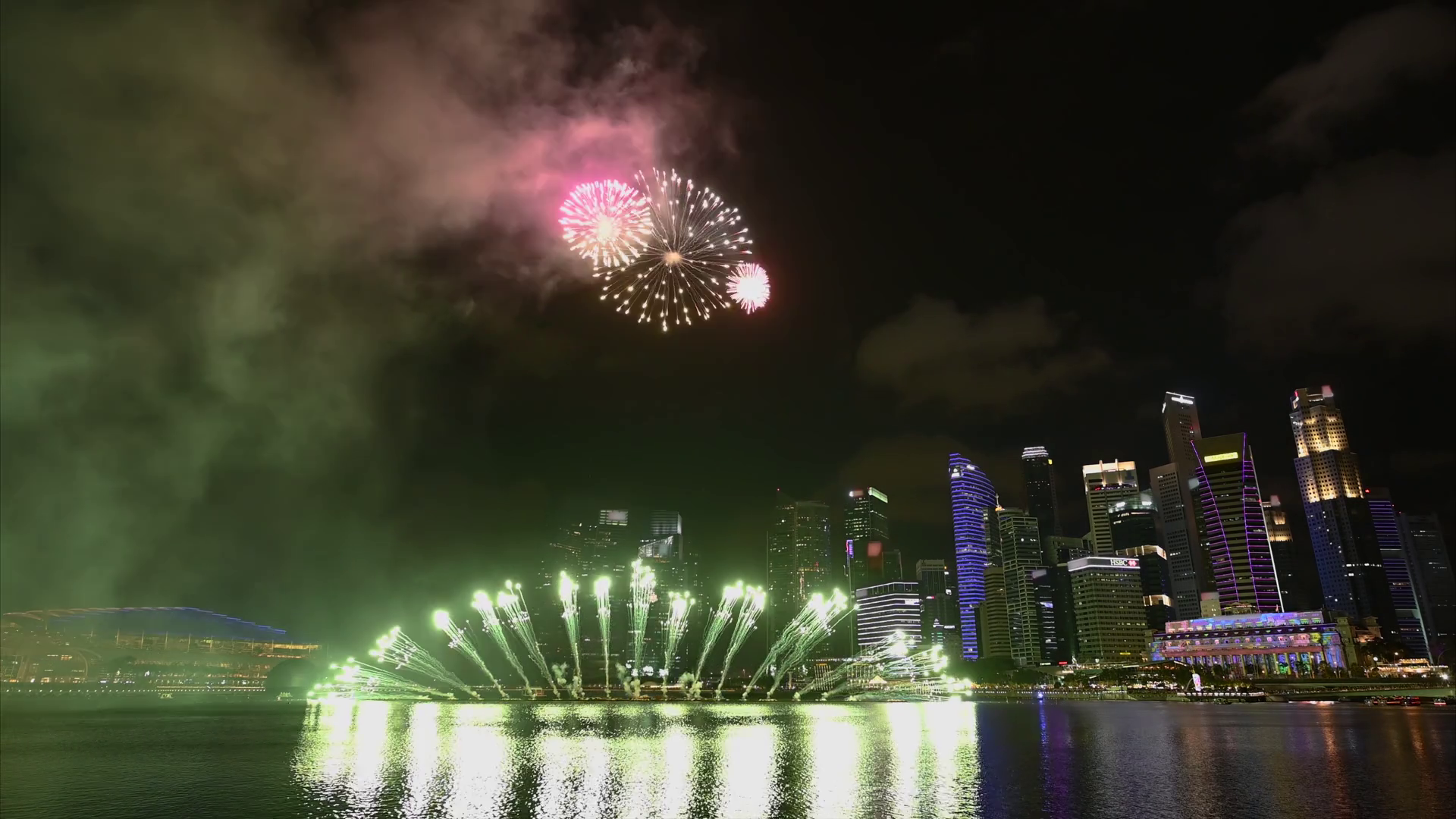 Singapore Fireworks Display Celebration At Stock Footage SBV-348726490 ...