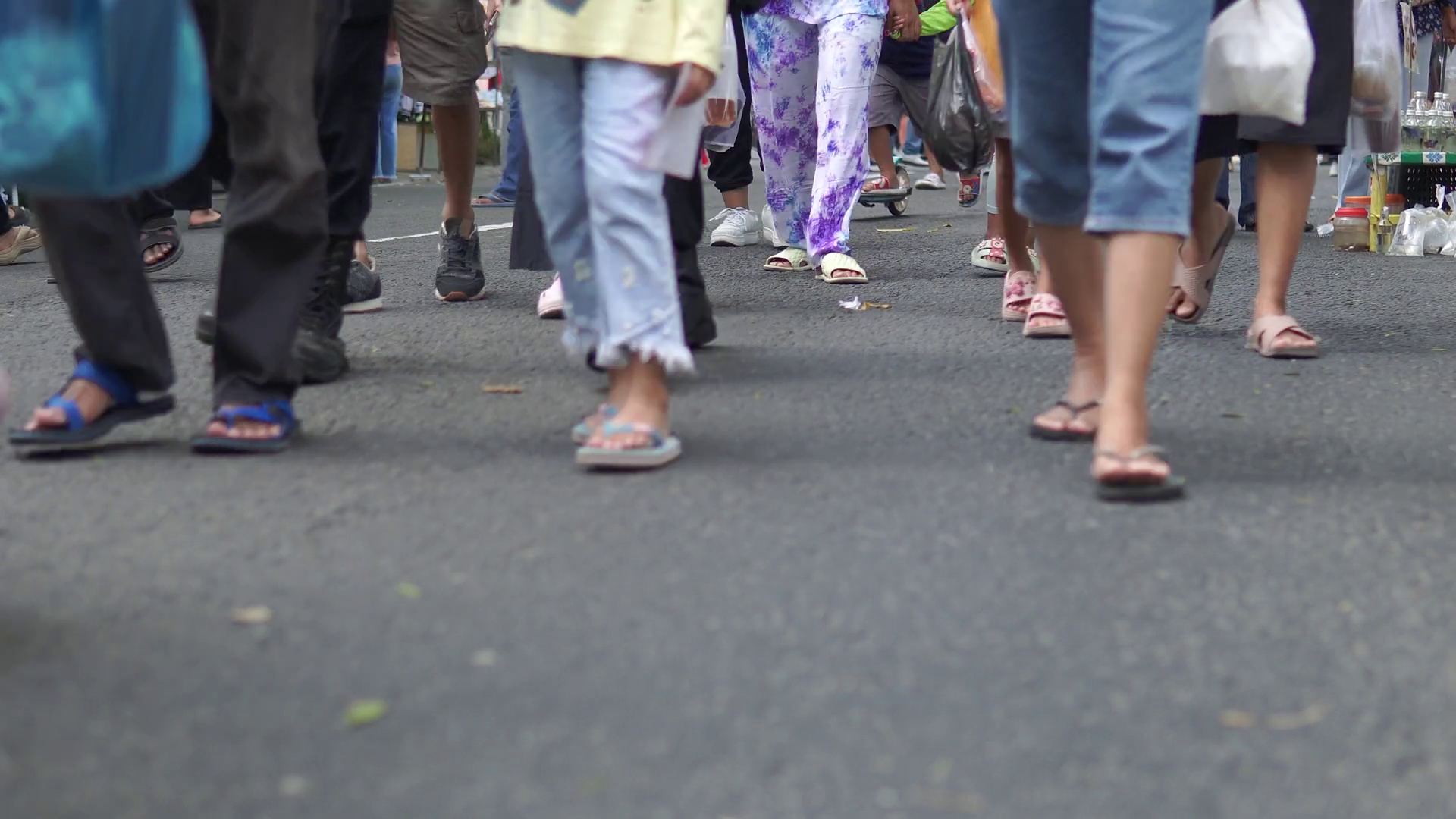 Close Up Low View Of Crowd People Walking On Stock Footage SBV ...