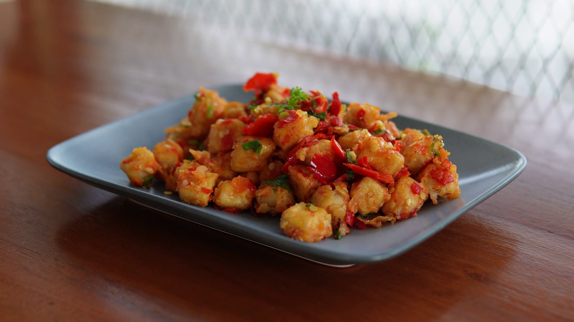 Tahu Cabe Garam Fried Tofu Dish With Chili Stock Footage SBV-351668876 ...