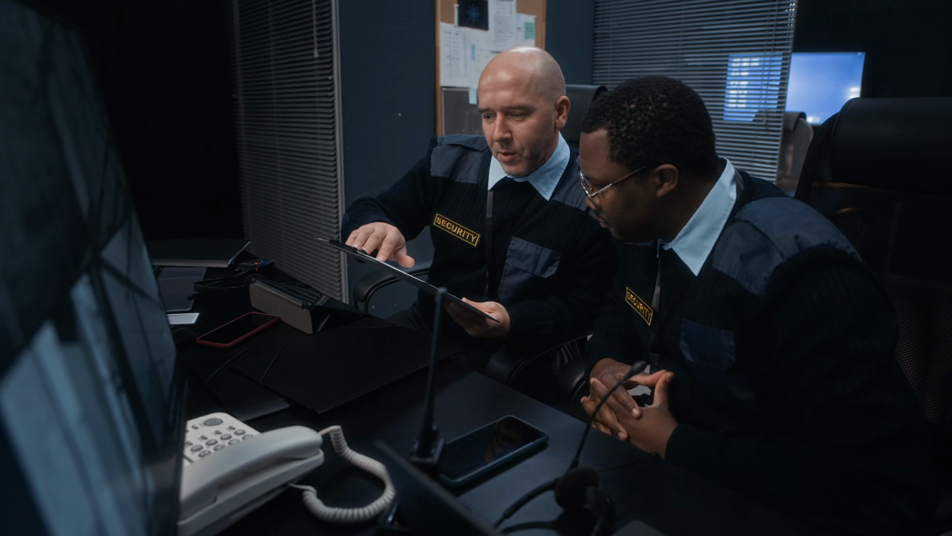Two Ethnically Diverse Security Guards Stock Footage SBV-353506674 ...