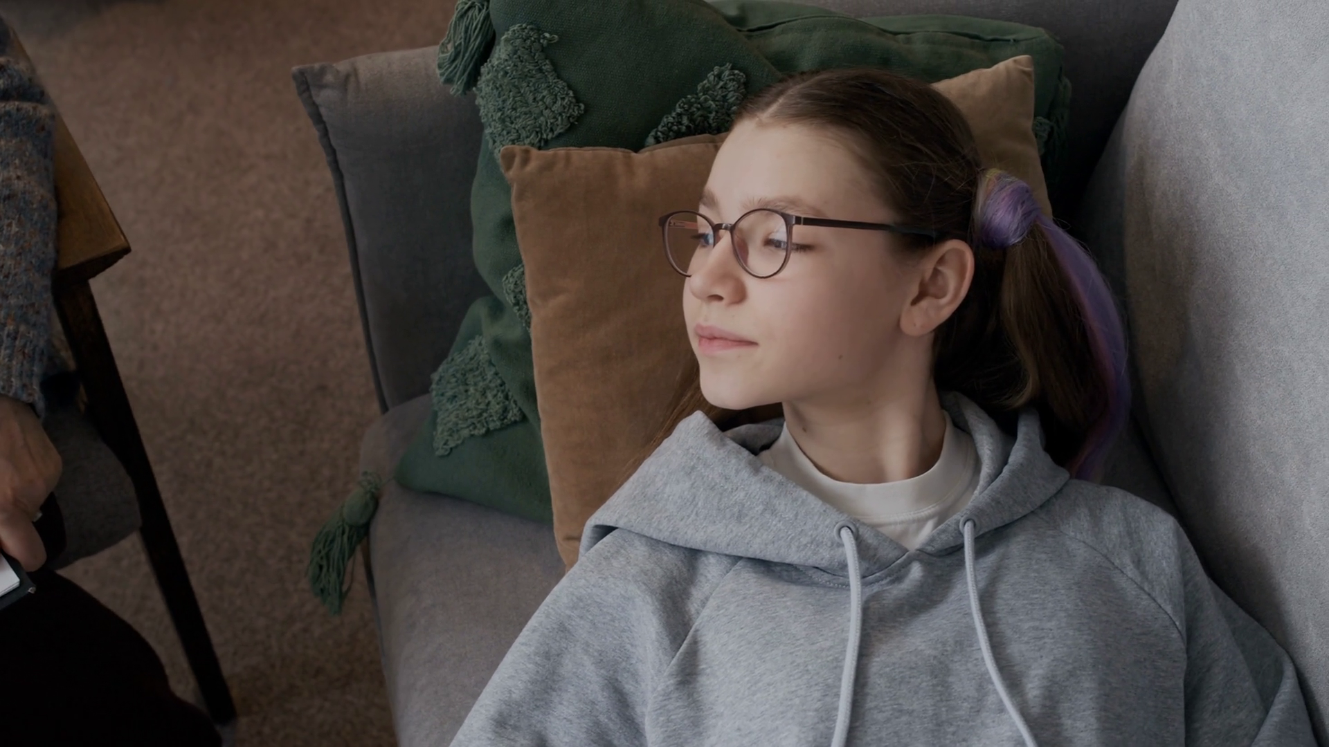Slowmo Of Gen Z Girl Lying On Couch Stock Footage SBV-352707191 ...