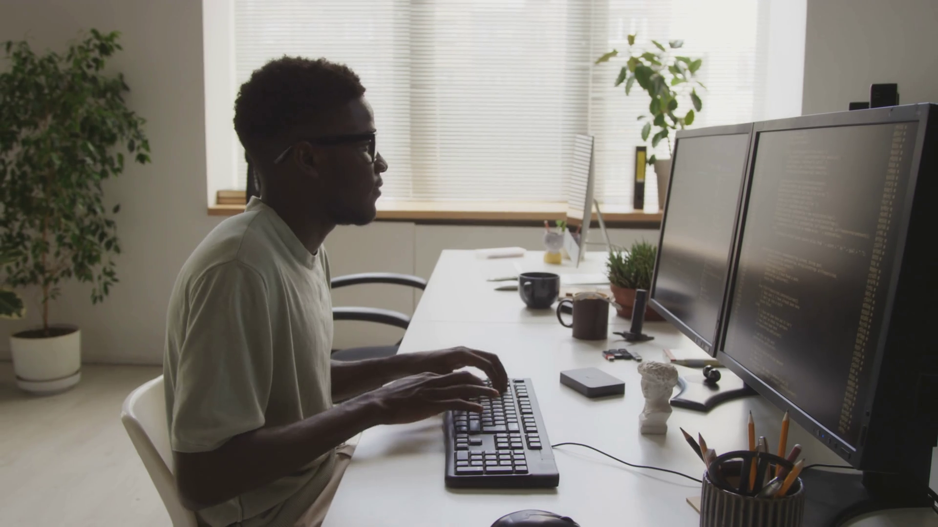 Side View Waist Up Of Young African American Stock Footage SBV ...