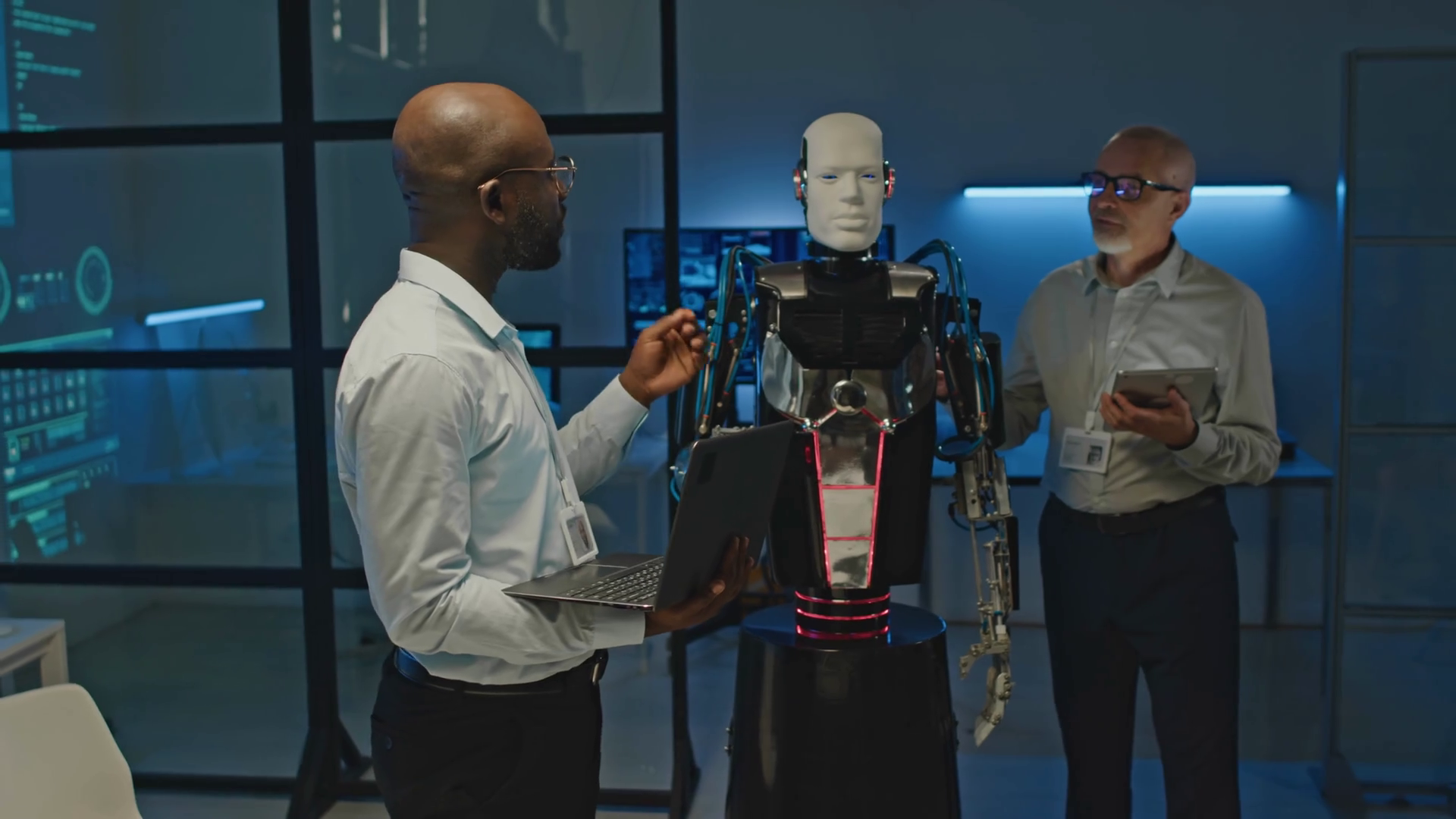 Medium Shot Of Two Multiethnic Male Robotics Stock Footage SBV ...