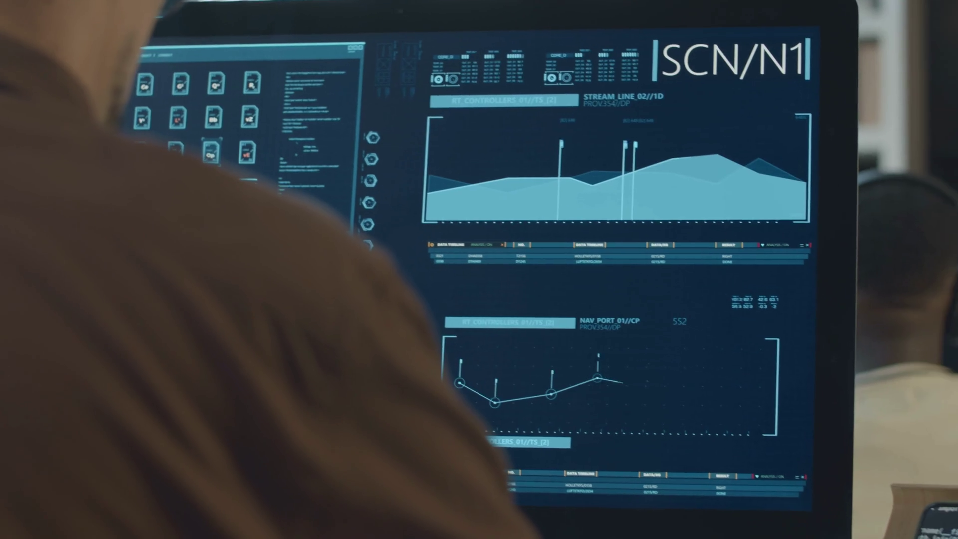 Back View Of Software Engineer Looking At Stock Footage SBV-348738949 ...