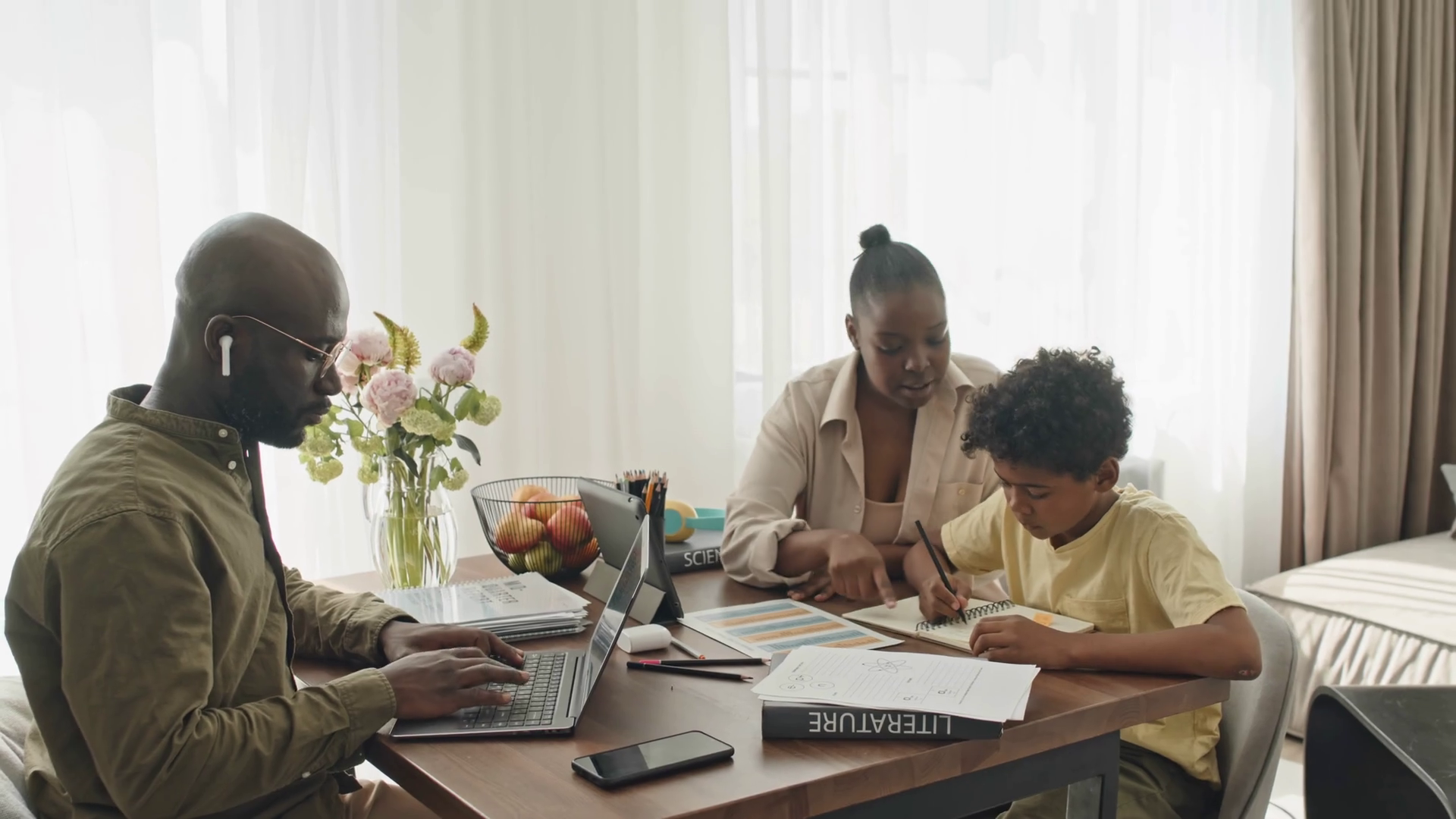 Medium Shot Of Modern Black Family Of Three Stock Footage SBV-348384703 ...