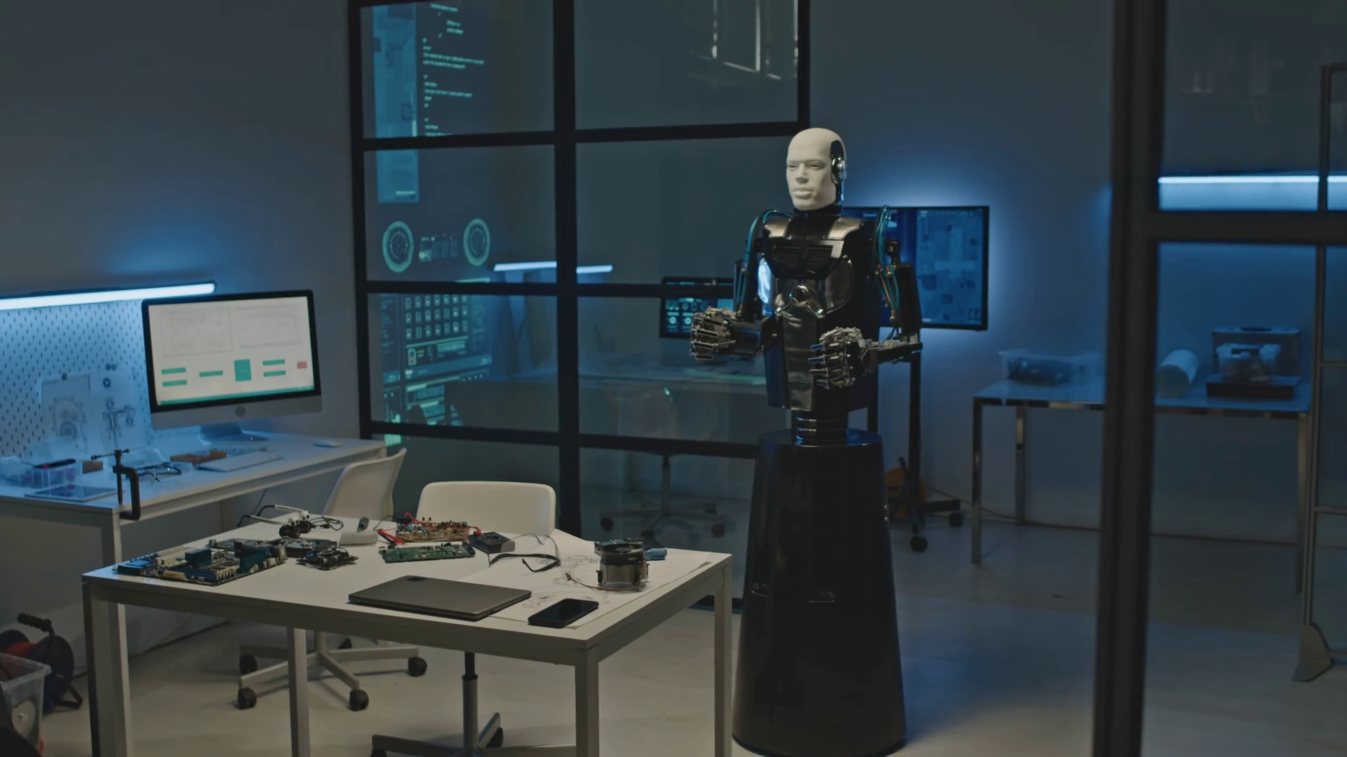 No People Dolly In Shot Of Humanoid Robot In Stock Footage SBV ...