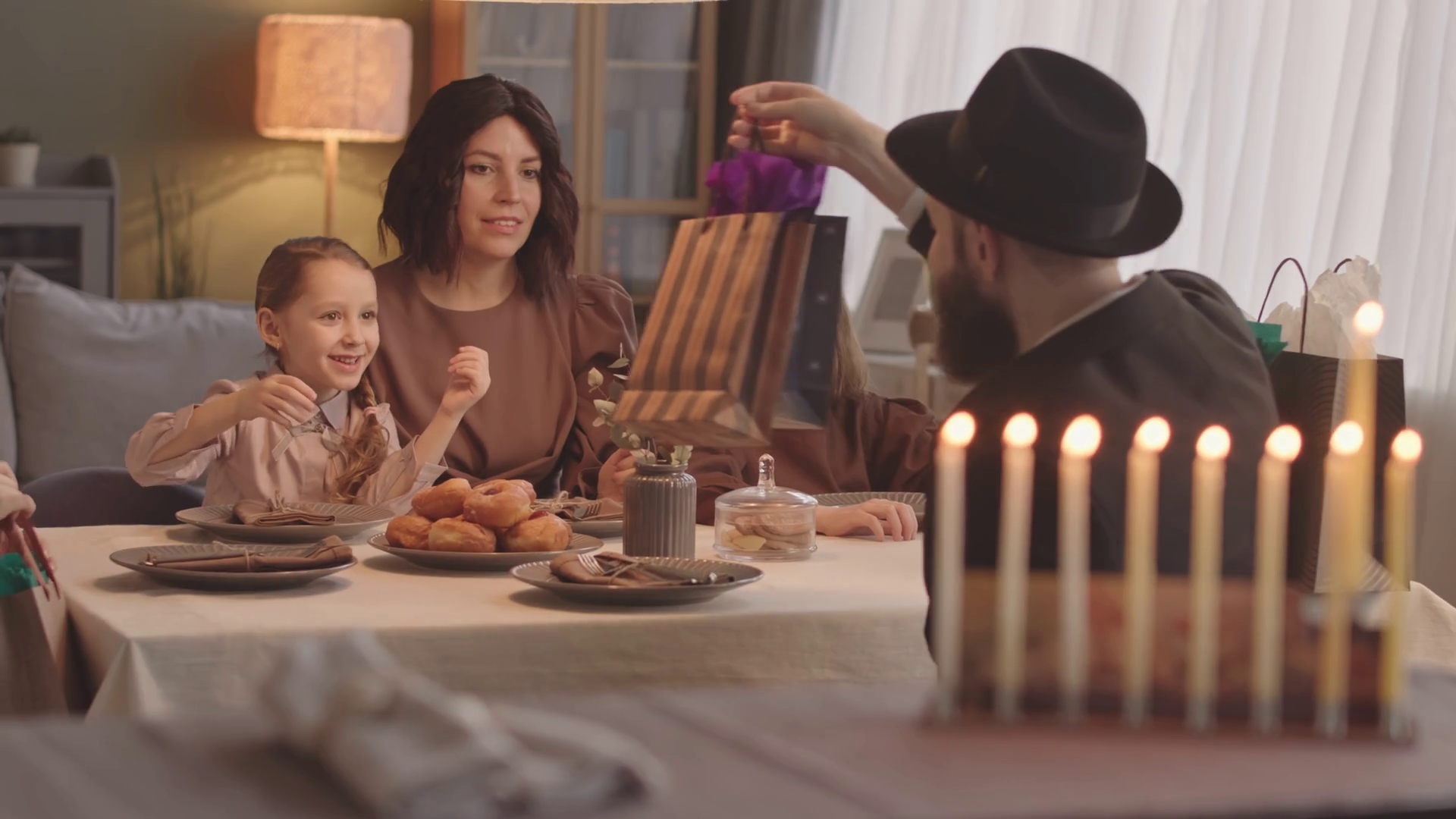 Bearded Jewish Man Giving Presents To Stock Footage SBV-347252403 ...