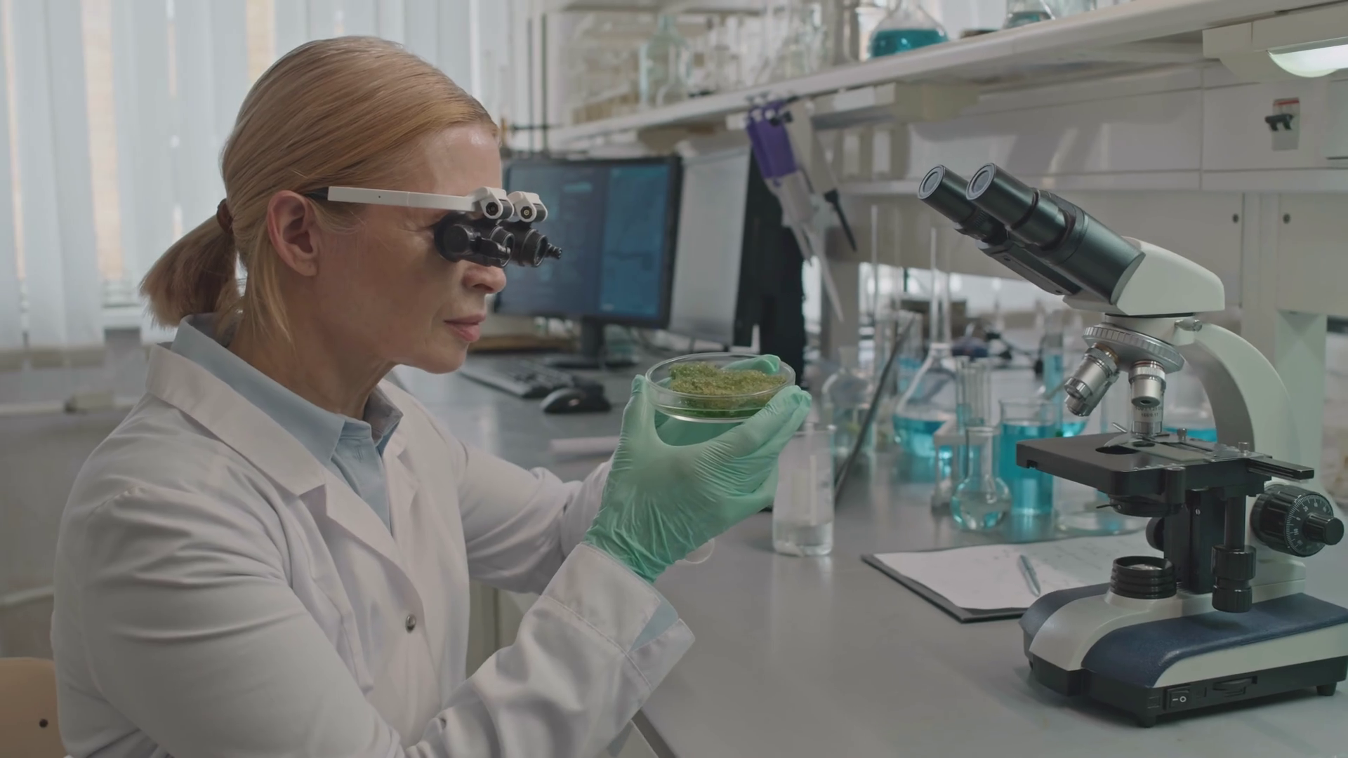 Waist Up Of Caucasian Female Scientist In Stock Footage SBV-348589998 ...