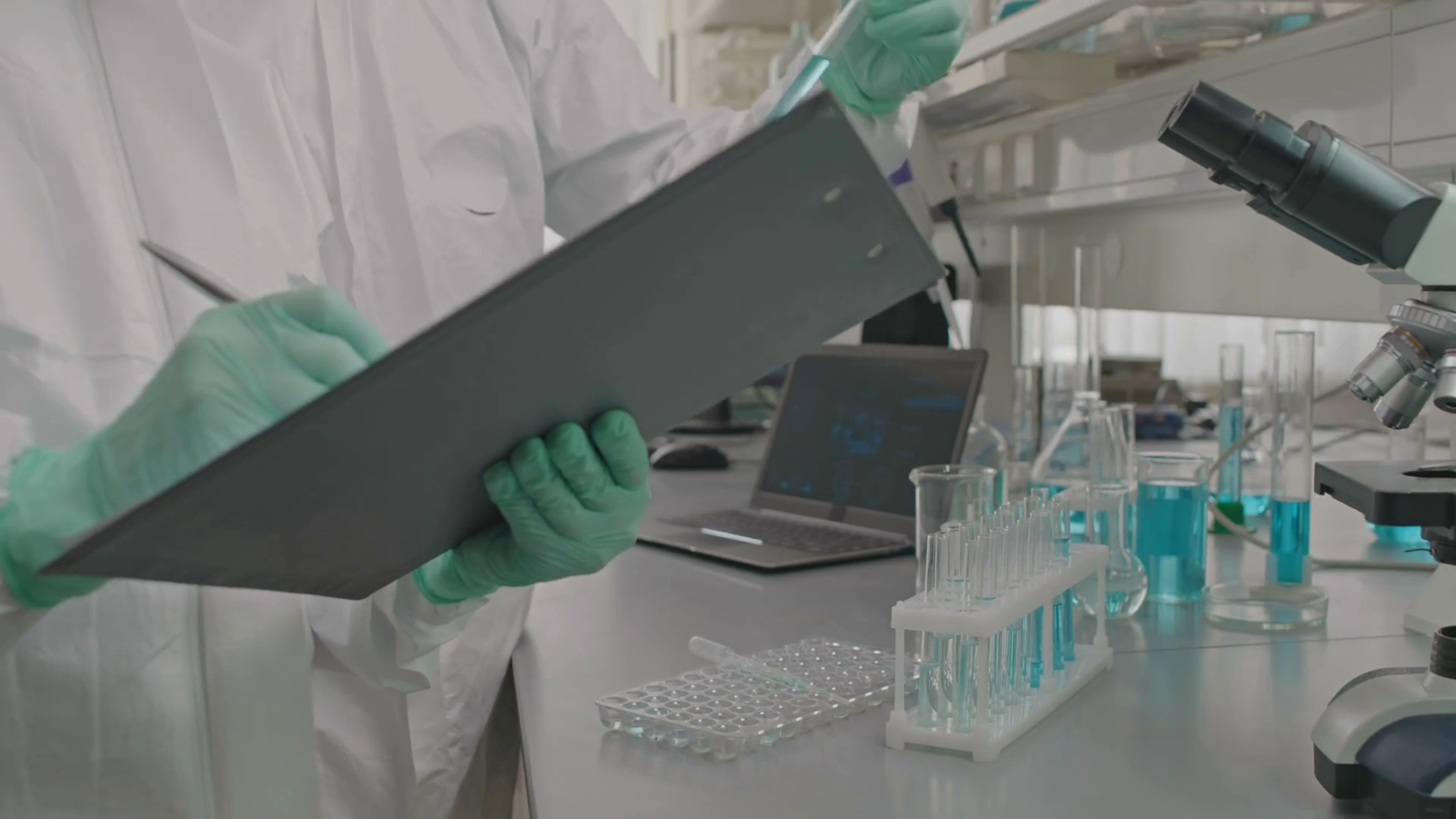 Tilt Shot Of Couple Of Microbiologists Stock Footage SBV-348590303 - Storyblocks