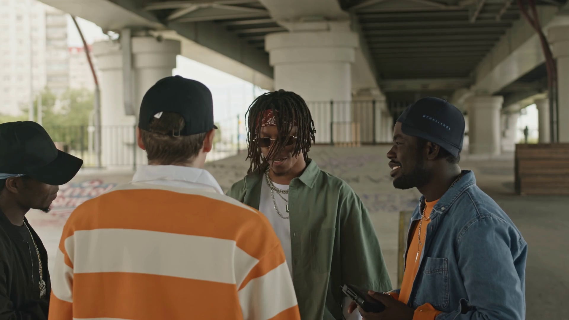 Diverse Gang Of Four Talking Standing Under Stock Footage SBV-348372124 ...