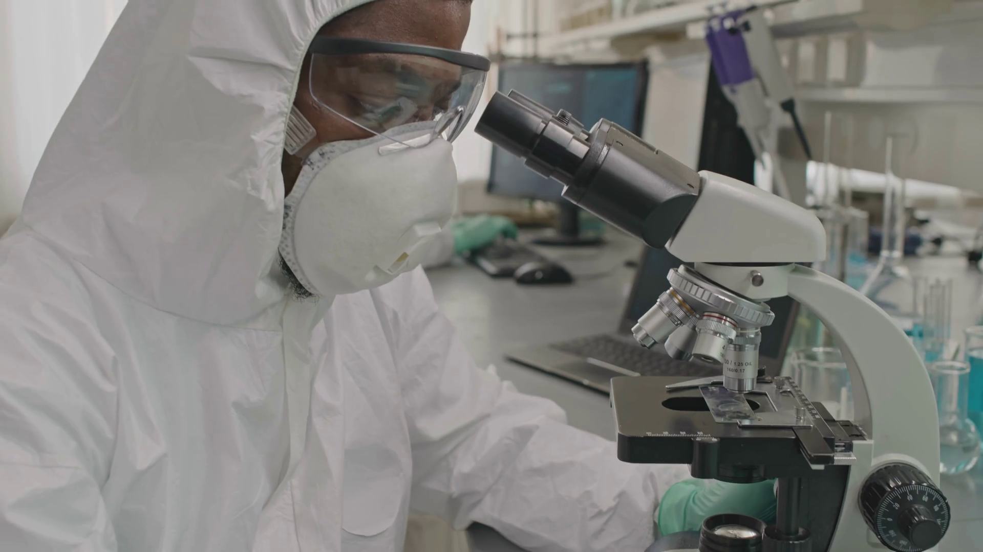 Medium Closeup Of Black Male Chemist Wearing Stock Footage SBV ...