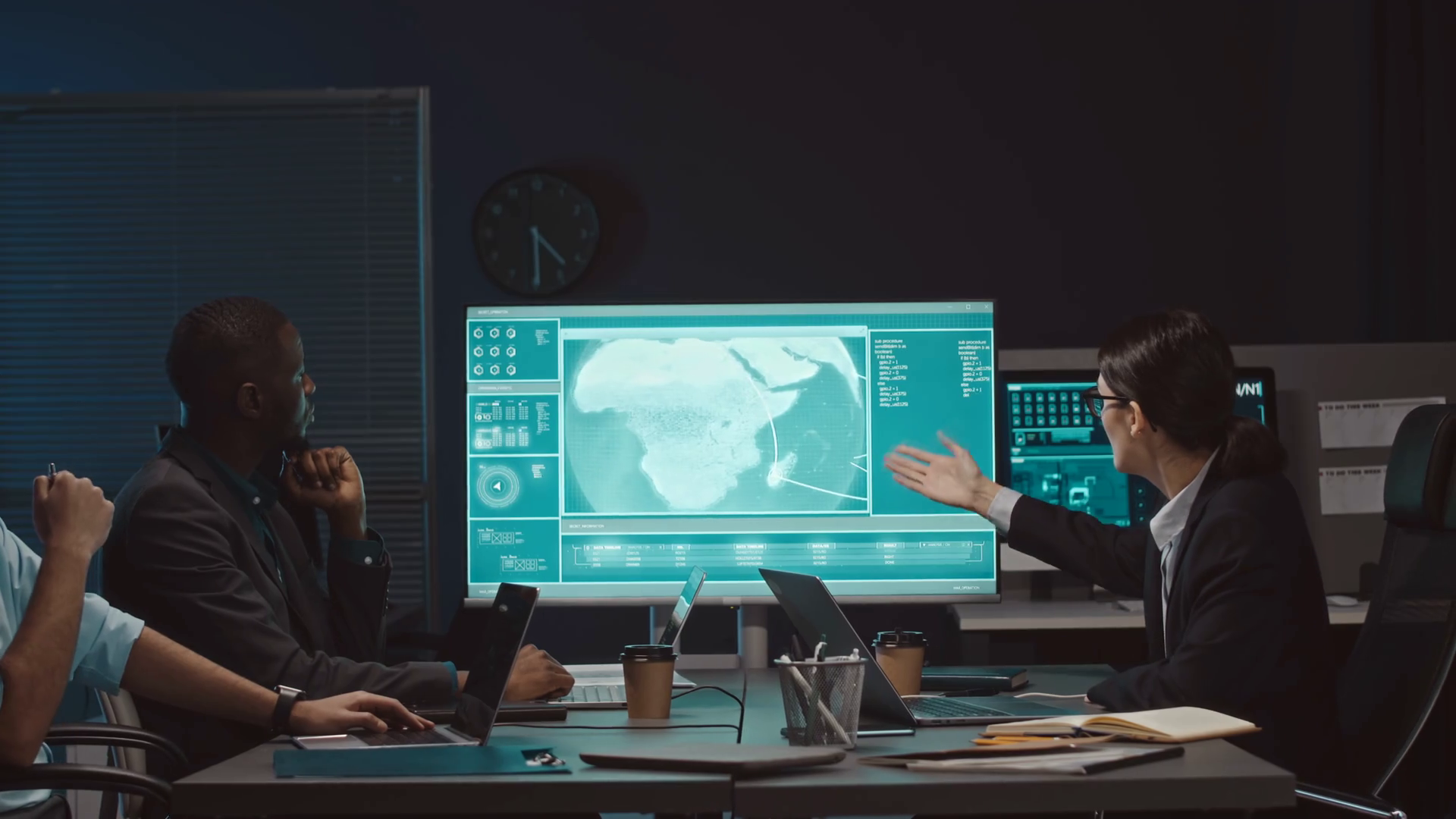 Three Multiethnic Cybersecurity Workers Stock Footage SBV-347756687 ...