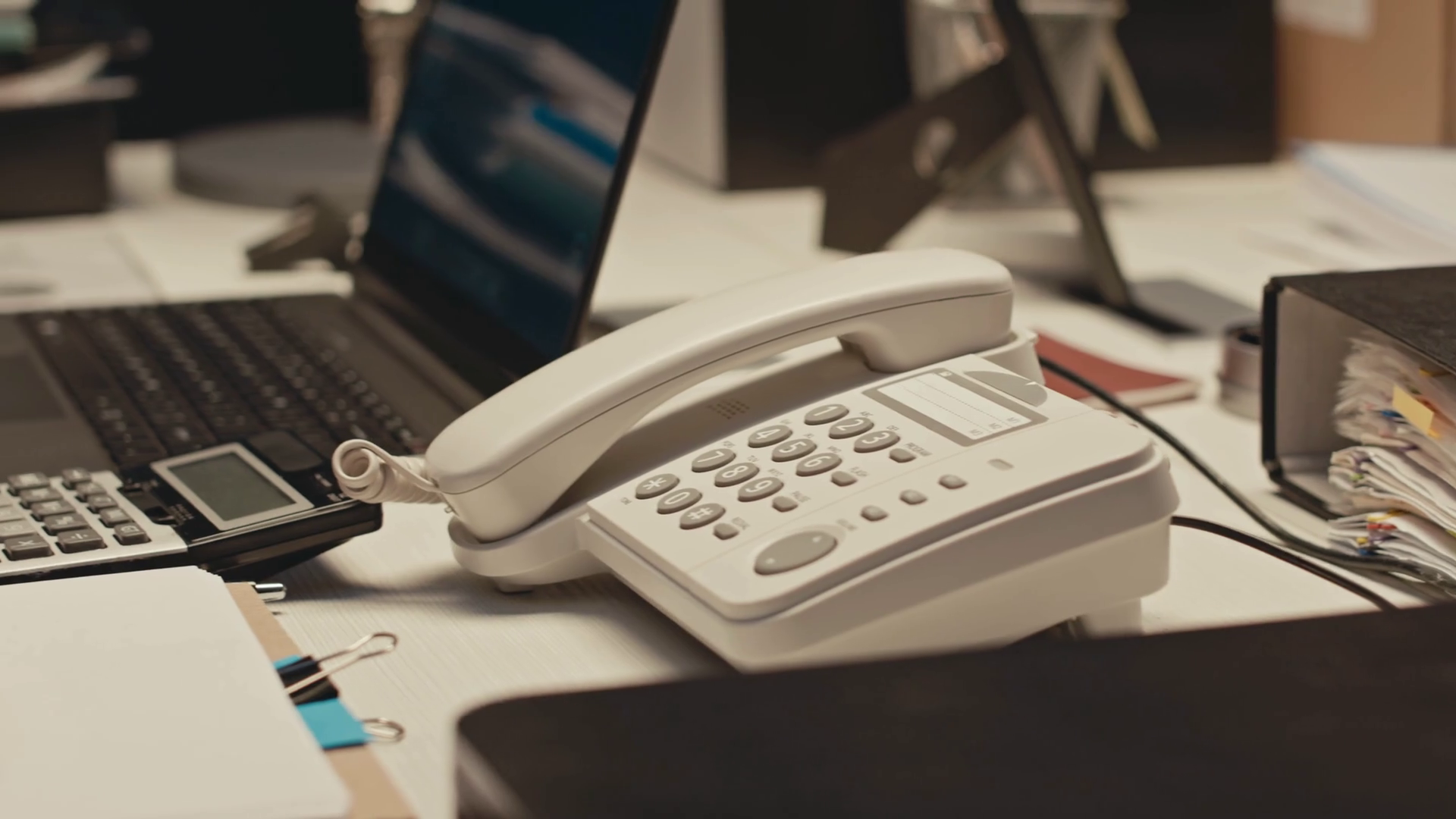 No People Shot Of White Landline Phone Heavy Stock Footage SBV ...